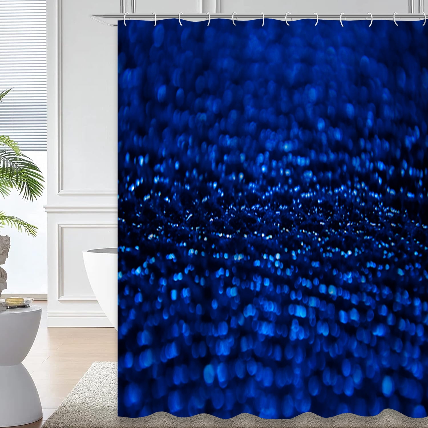 LALILO Waterproof Dark Blue Shower Curtain, Cobalt Blue Design ...