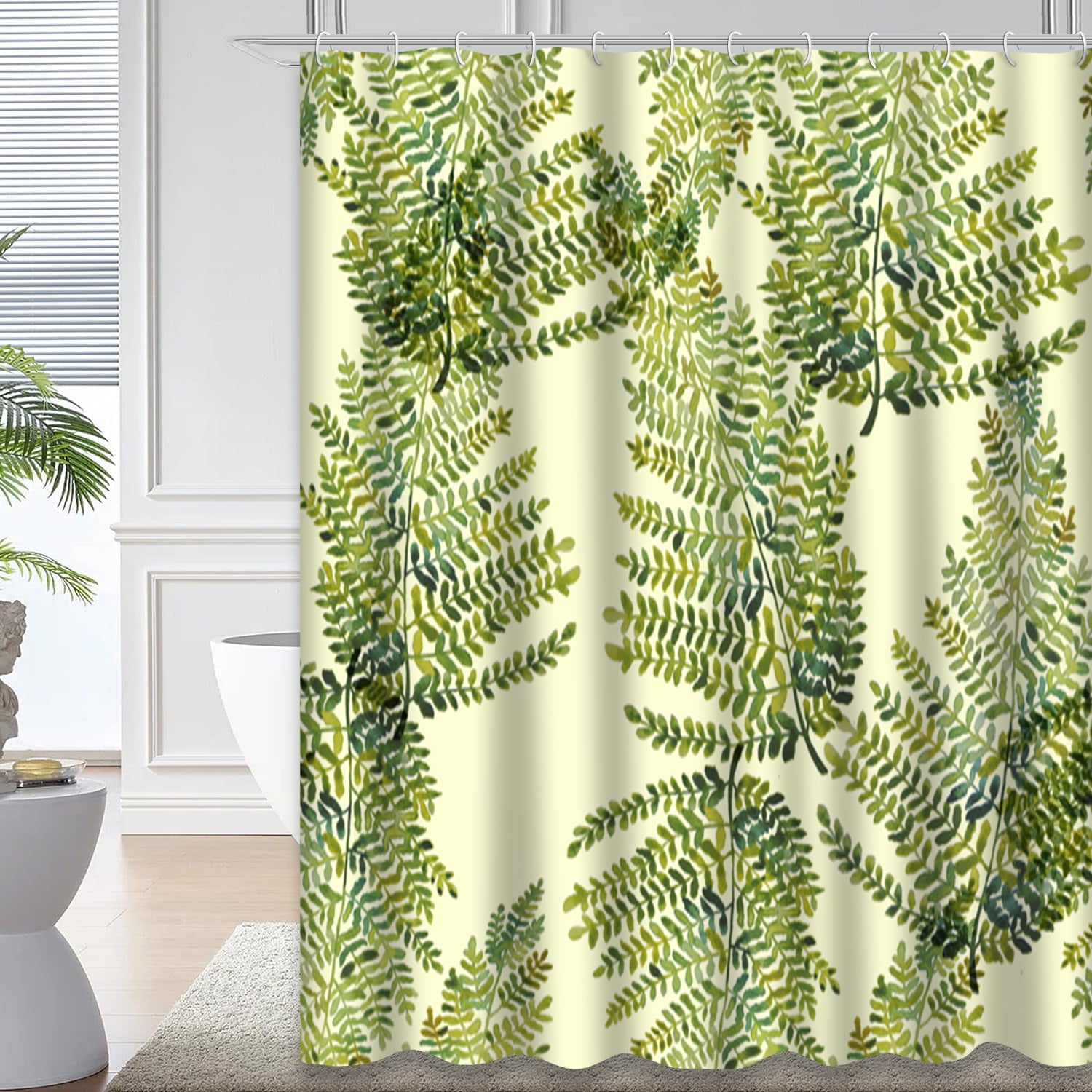 LALILO Waterproof Fern Green Shower Curtain, Seamless Fern Design ...