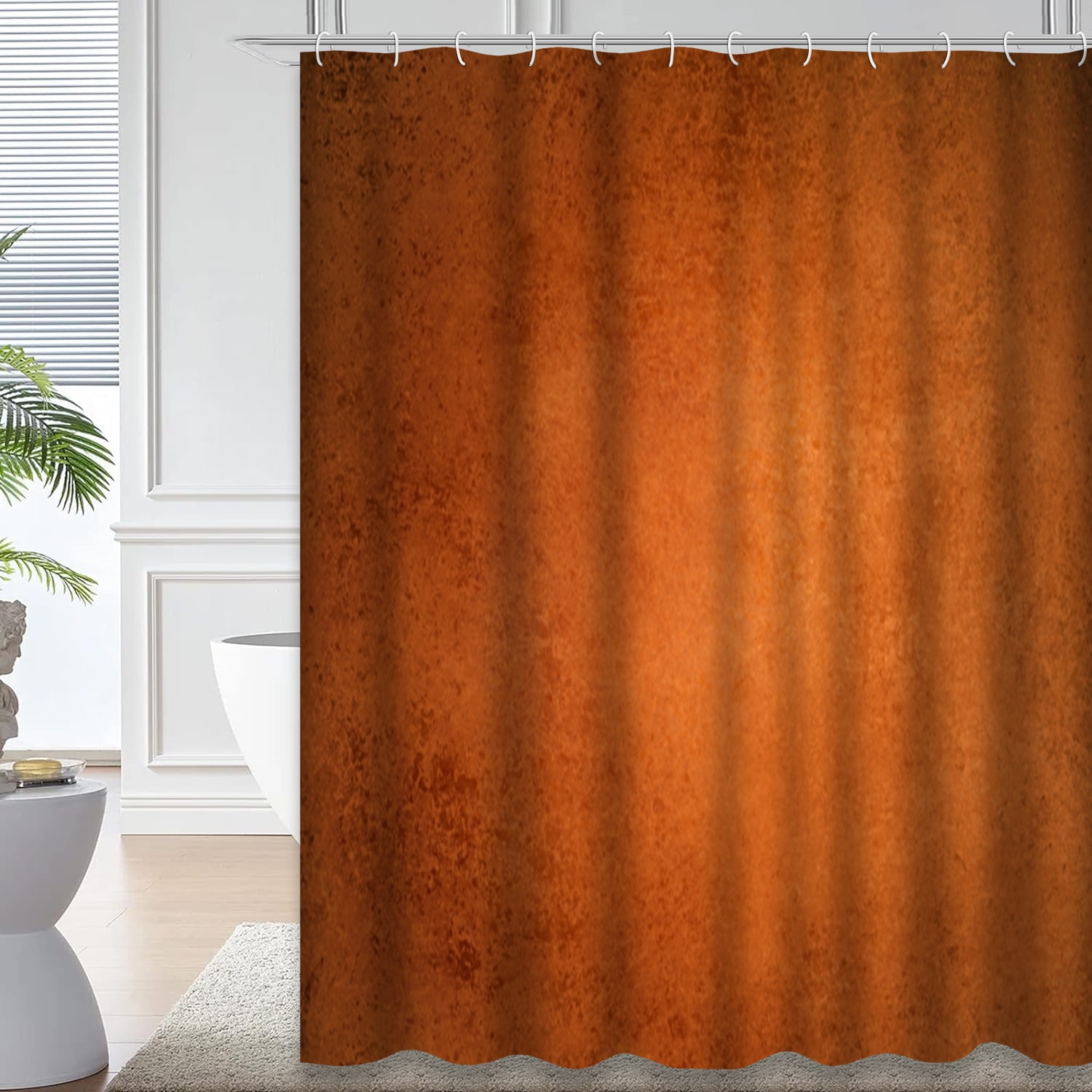 LALILO Waterproof Orange Rust Shower Curtain, Copper Grunge Design ...