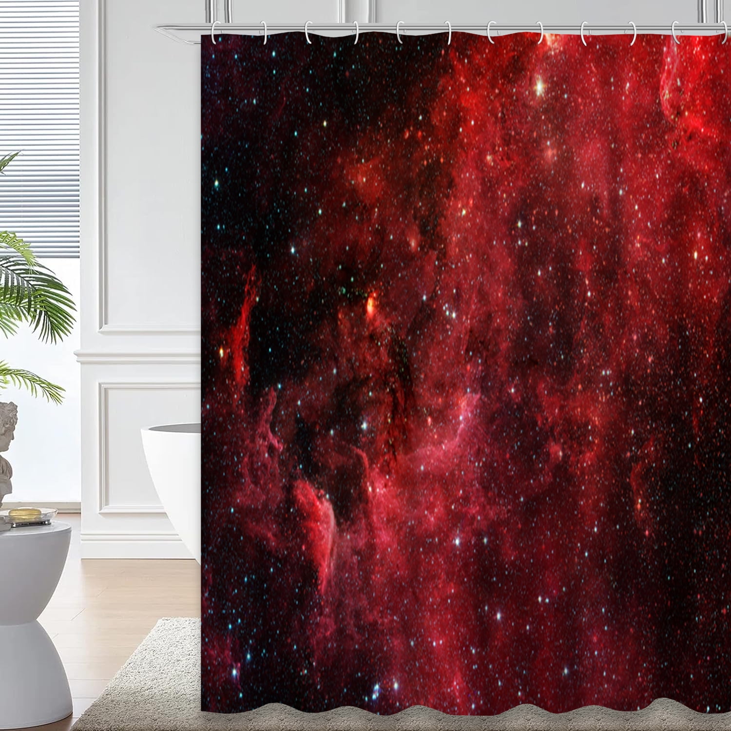 LALILO Waterproof Red Earth Shower Curtain, Red Nasa Nebula Design ...