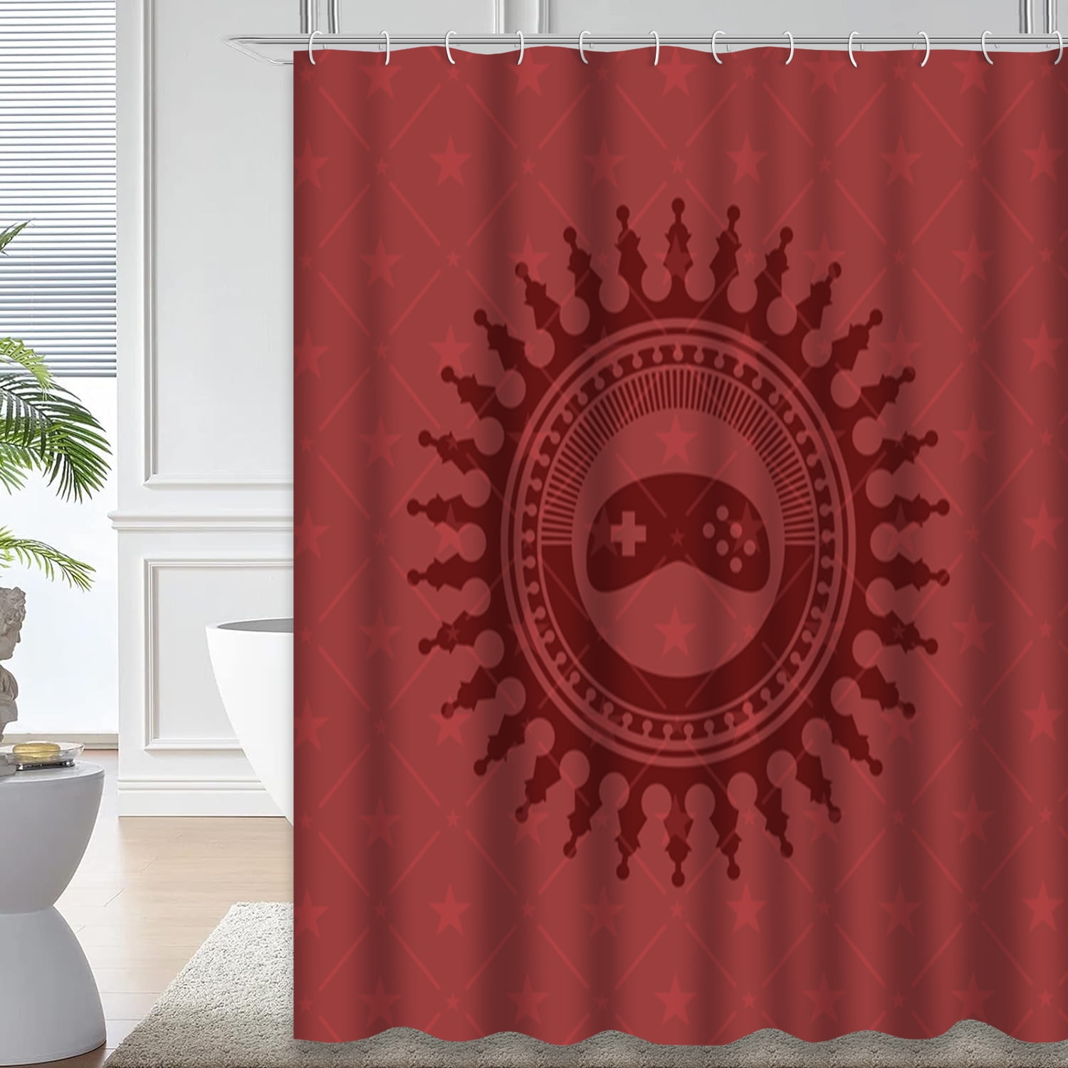 LALILO Waterproof Red Retro Game Shower Curtain, Emblem Art and ...