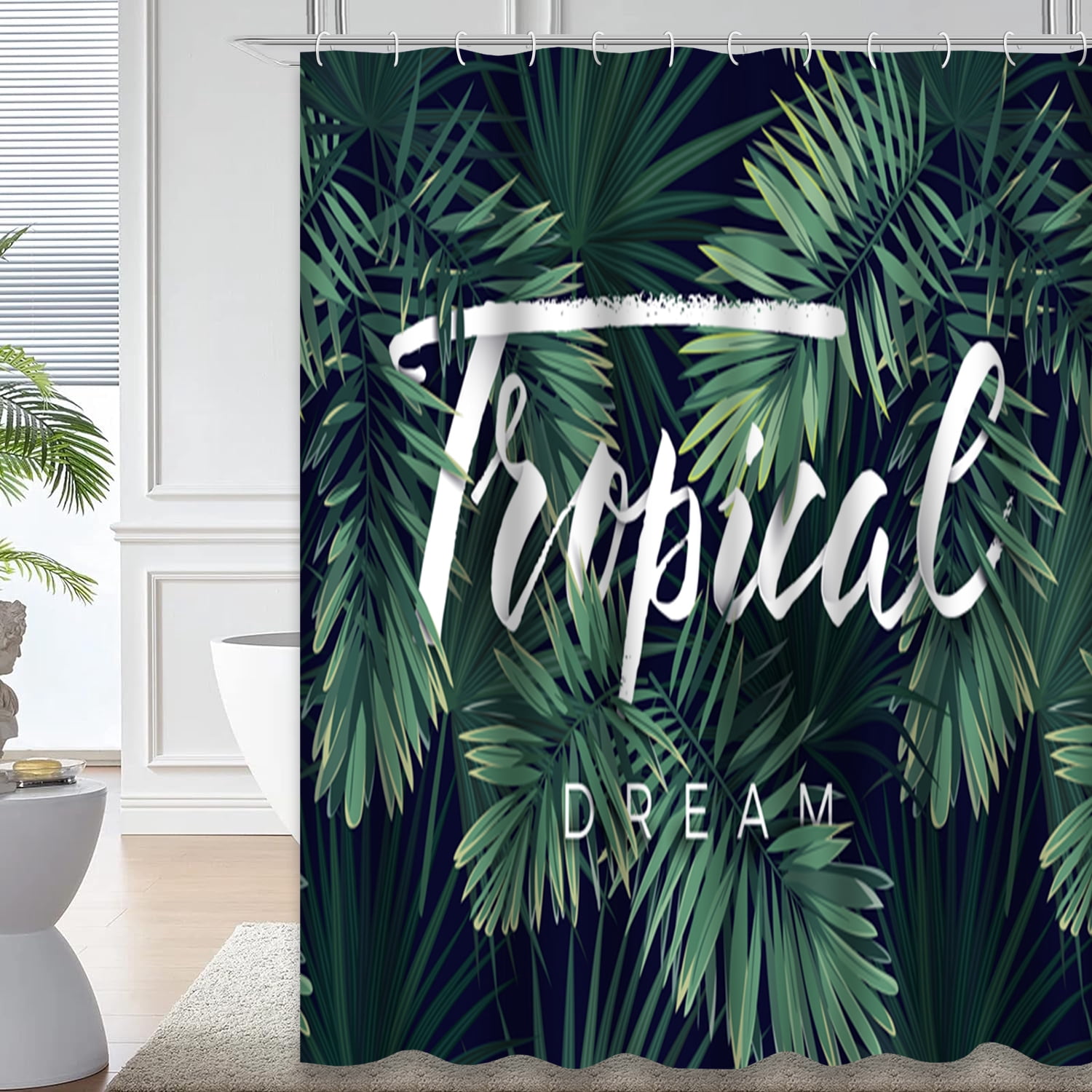 LALILO White Waterproof Shower Curtain,Summer Tropical Banner Flyer ...