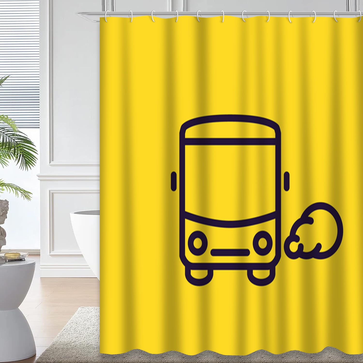 LALILO Yellow Waterproof Shower Curtain,Bus Transit Pictogram Line ...