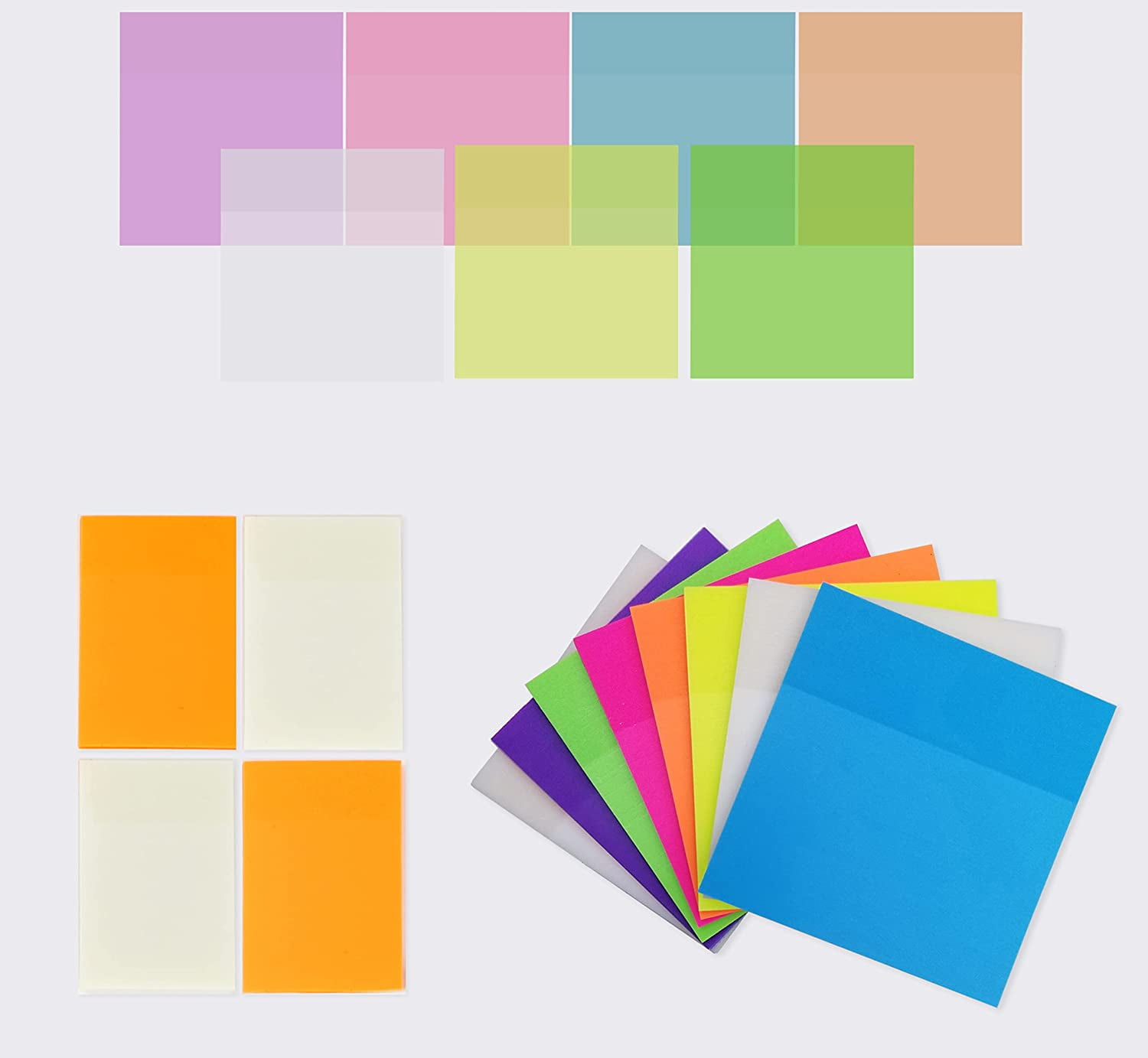 LAMBOCK 600 Pcs (12 Pads) Transparent Sticky Notes, Waterproof ...