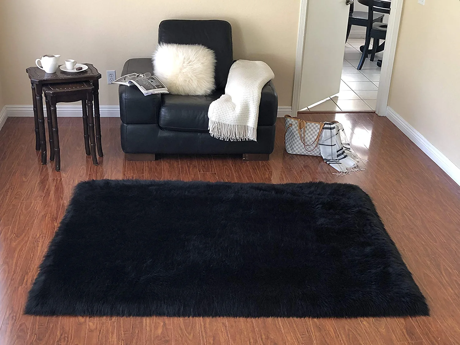 LAMBZY Faux Sheepskin Super Soft Hypoallergenic Rectangular Area Rug ...