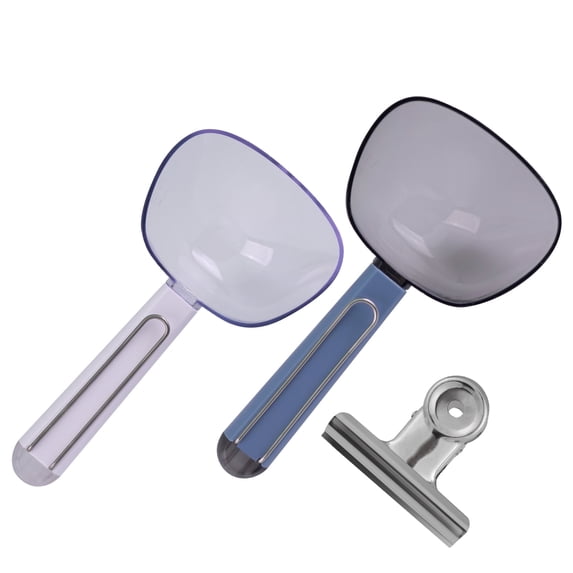 LAMEI 2 Pack Measuring Scoops Set, Handle with Clip, Reusable Clear ...
