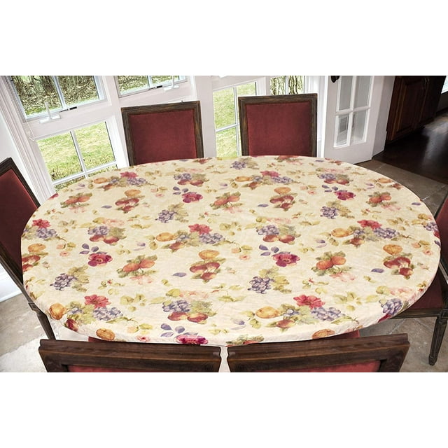 LAMINET Deluxe Elastic Edged Flannel Backed Vinyl Fitted Table Cover ...