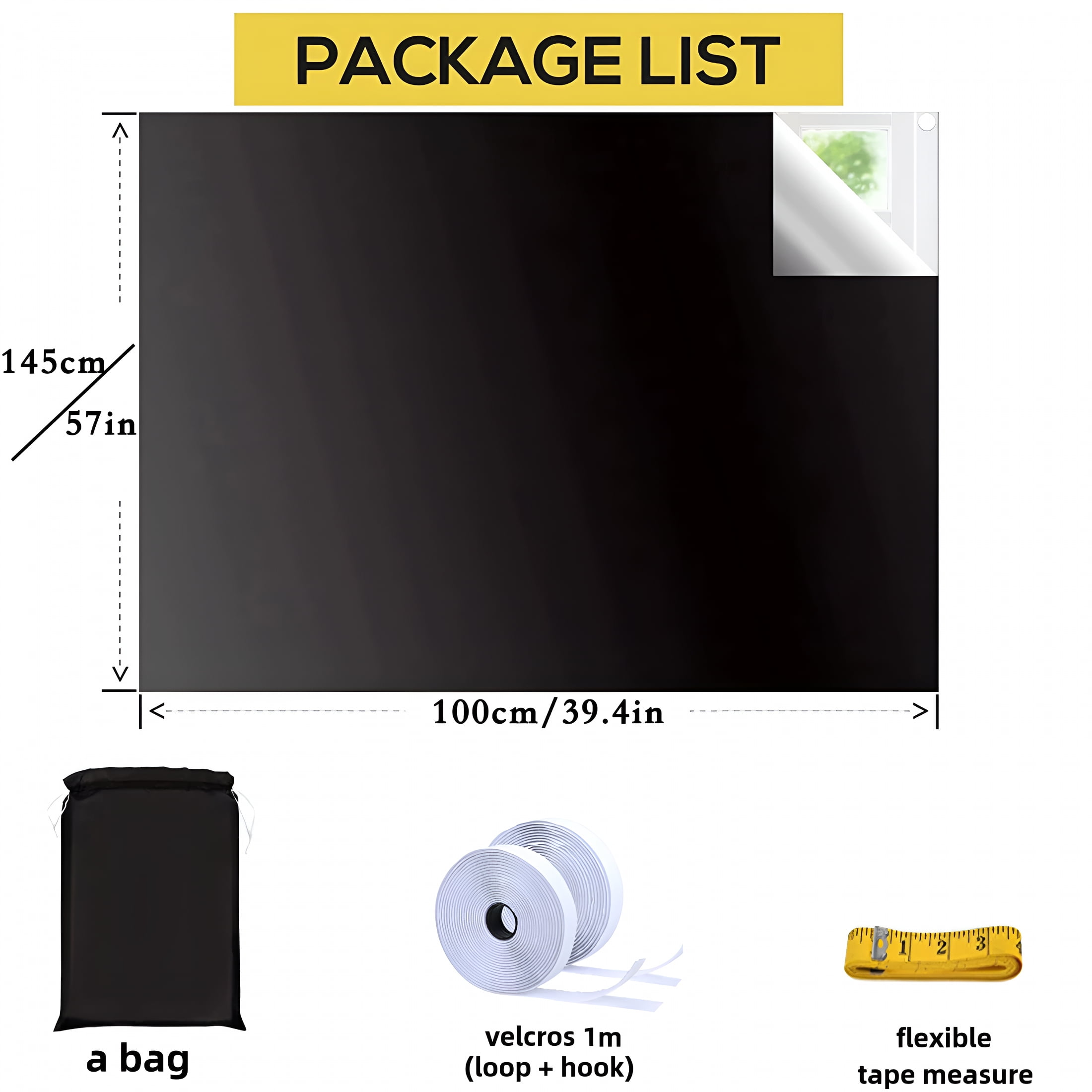 LAMIRO 100 Blackout Window Cover Darkest Light Block Black Privacy Film ...