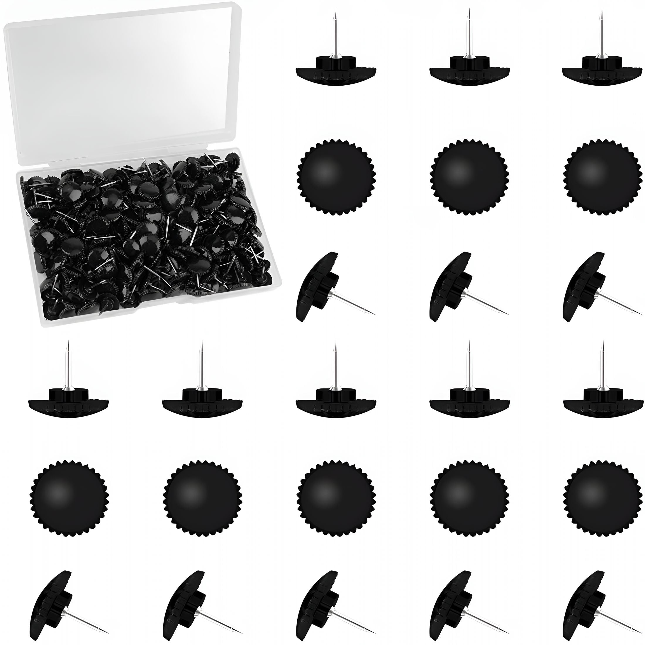 LAMIRO 100 Pcs Black Push Pins,Small Plastic Push Pins Thumb Tacks ...