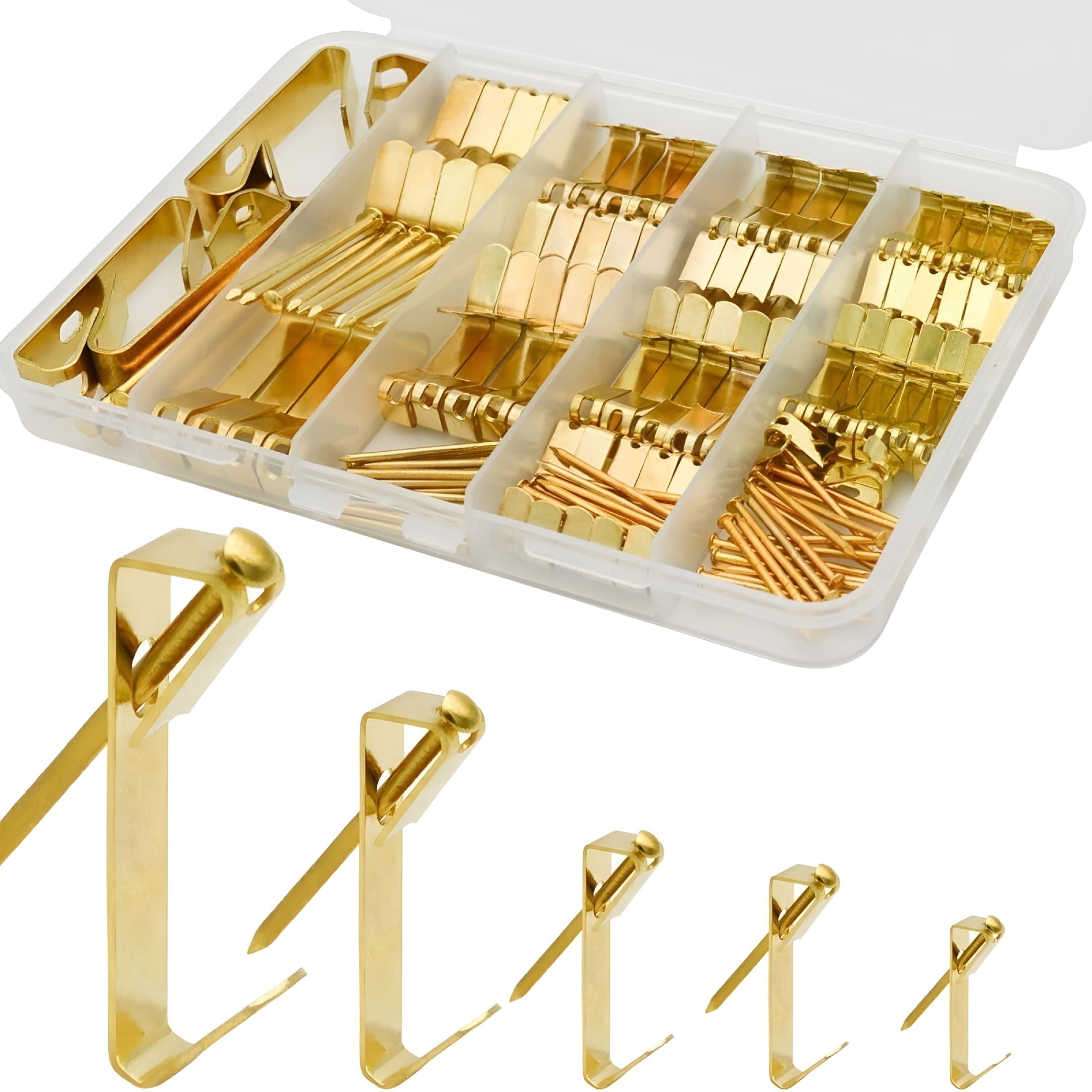 LAMIRO 136Pcs Picture Hanging Kits 5 Sizes Picture Hangers with Nails ...