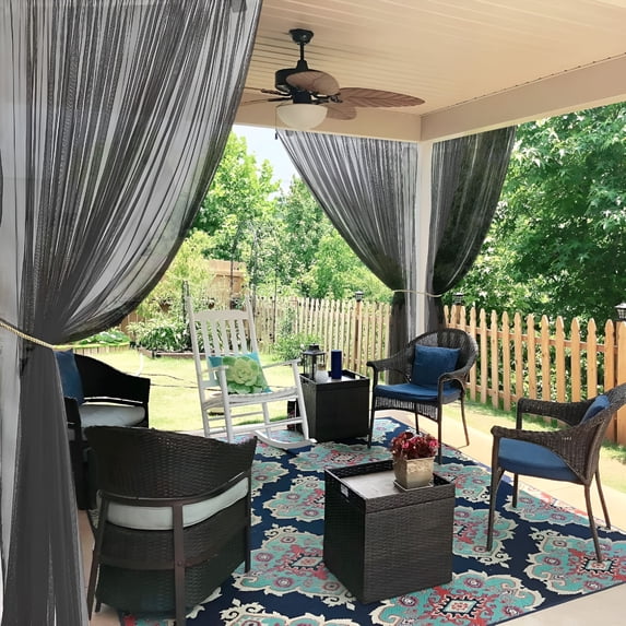 LAMIRO 2 Panels Porch Screen Mesh Outdoor Curtains Lightweight Mosquito ...