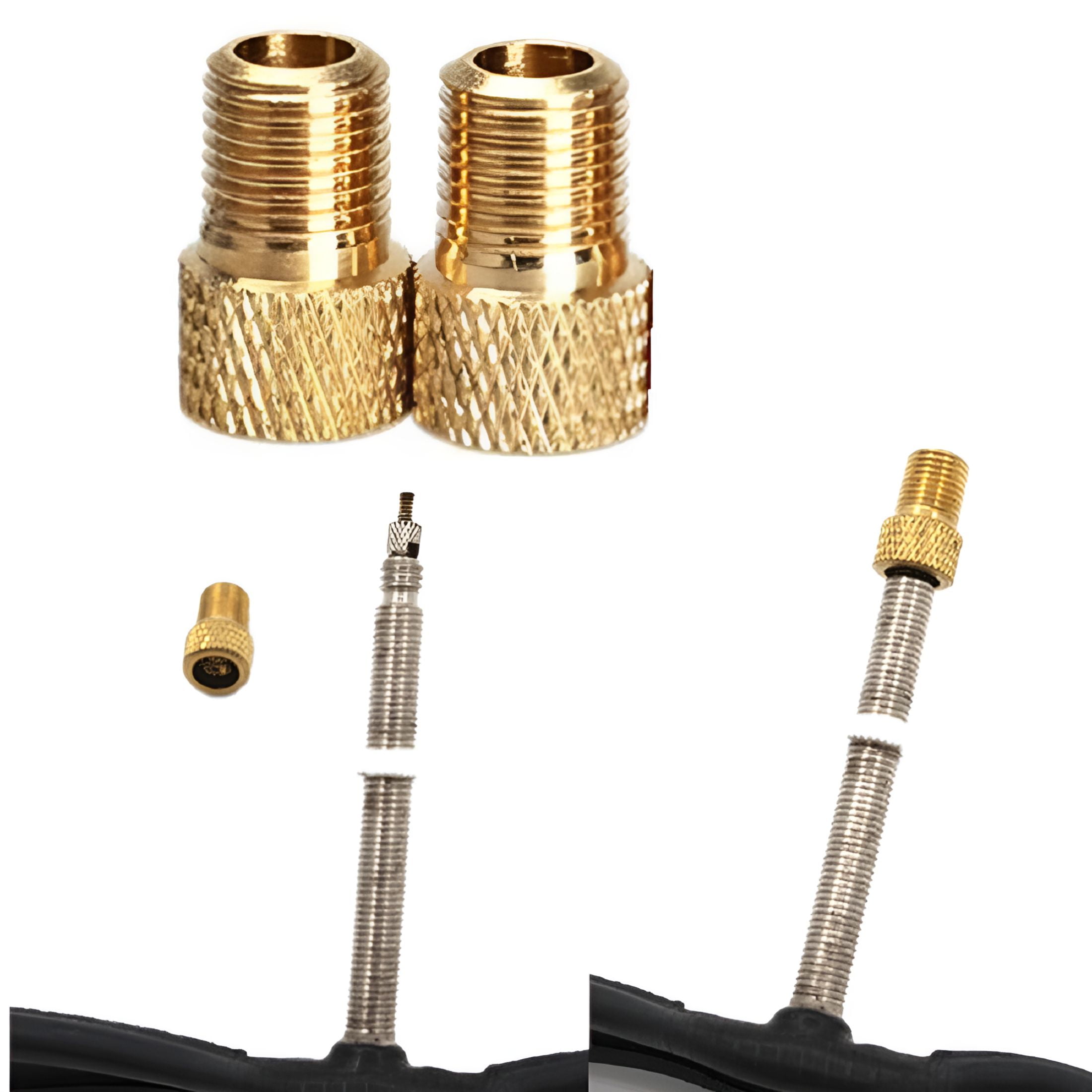 LAMIRO 2Pc Brass Adaptor Presta To Schrader Bicycle Valve Converter ...