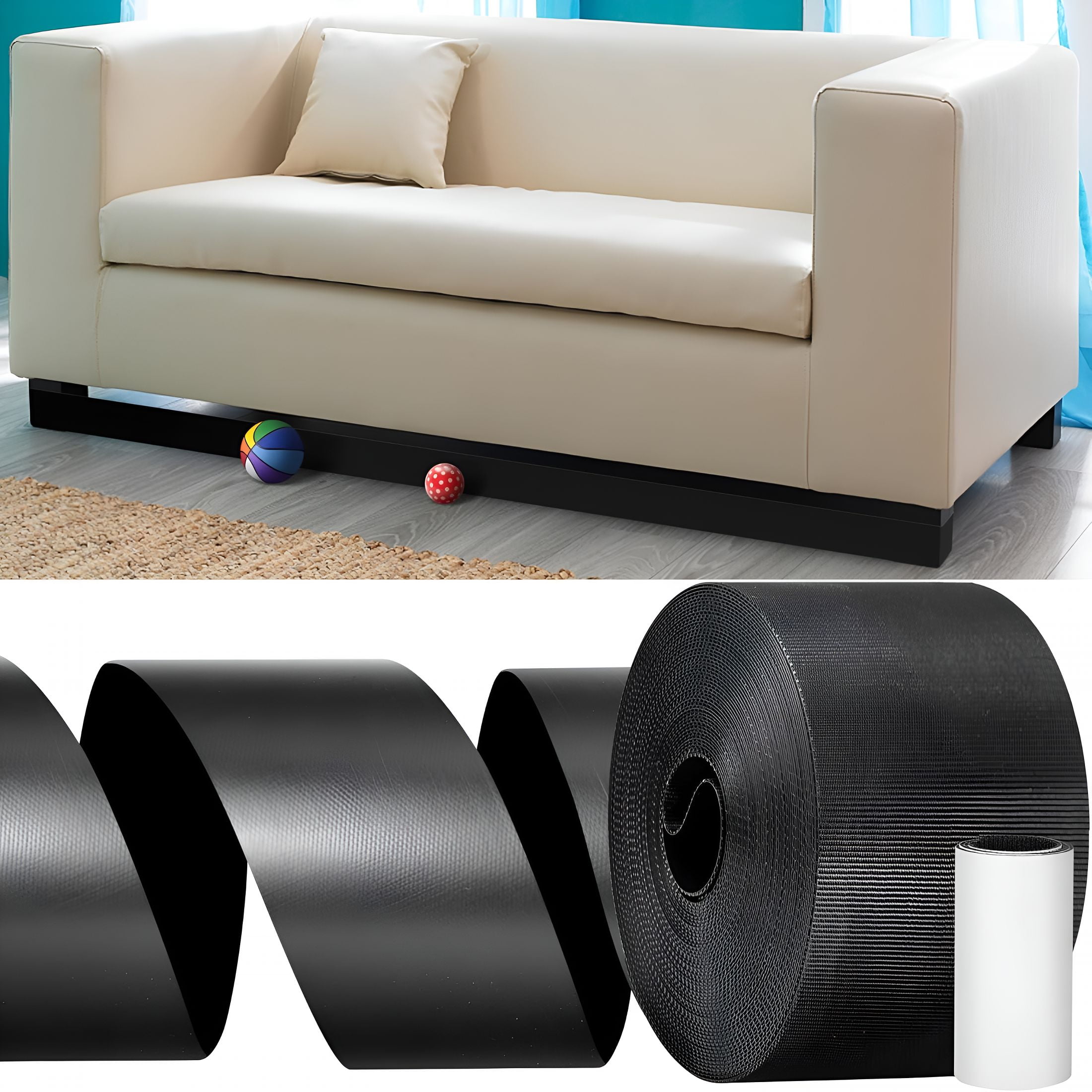 LAMIRO 32.8 Feet under Sofa Toy Blocker Adjustable Gap Bumper Sectional ...