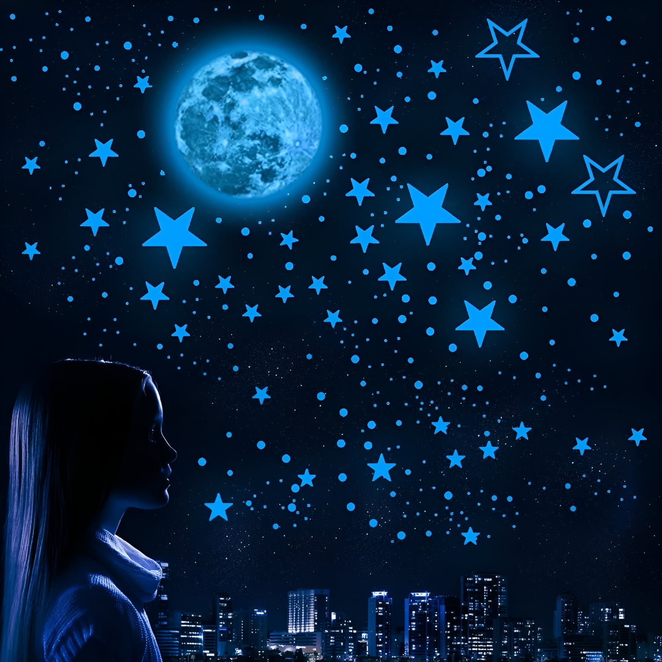 LAMIRO 435Pcs Glow In The Dark Luminous Stars&Moon Planet Space Wall ...
