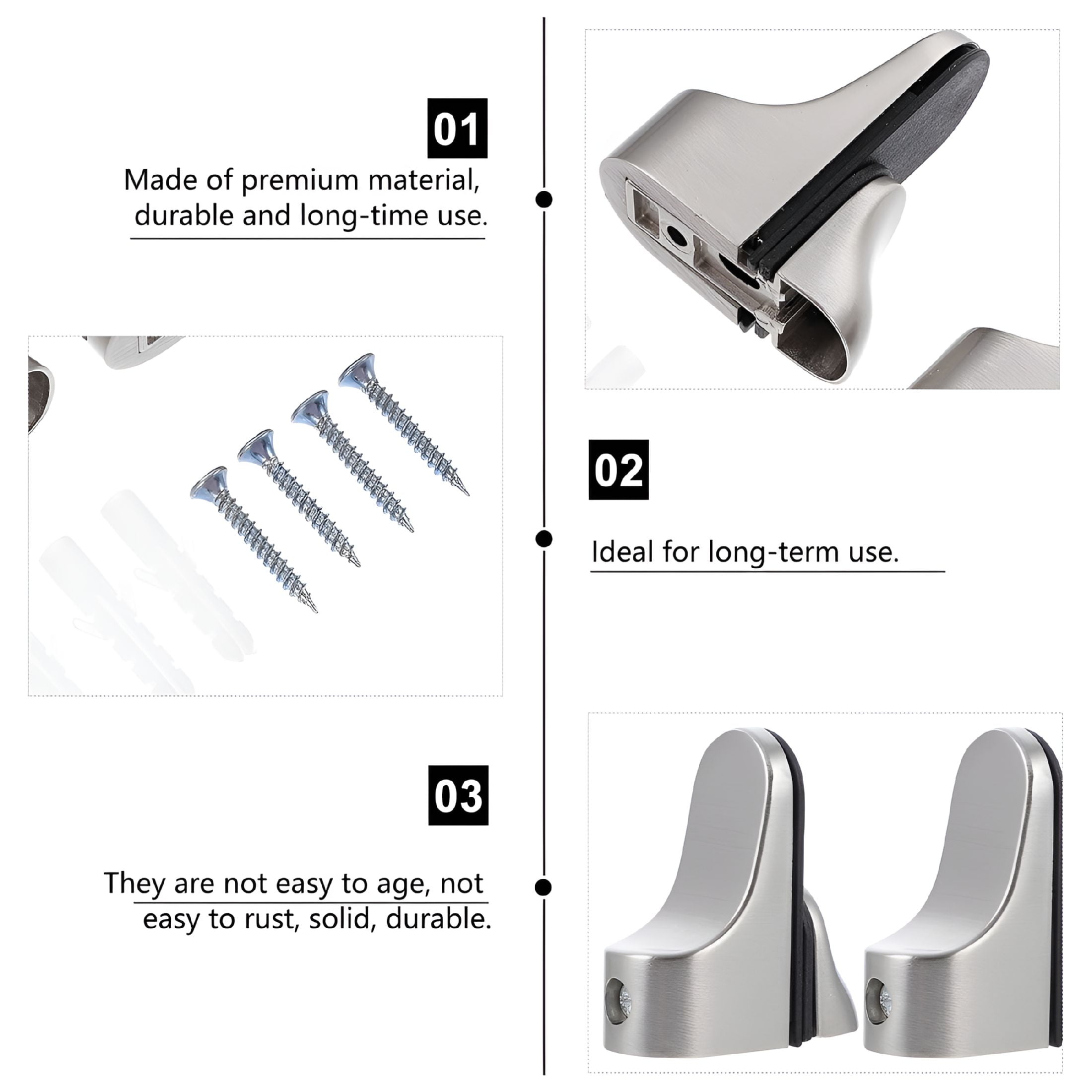 LAMIRO 4pcs Adjustable Glass Shelf Bracket Wall Mount Floating Glass ...