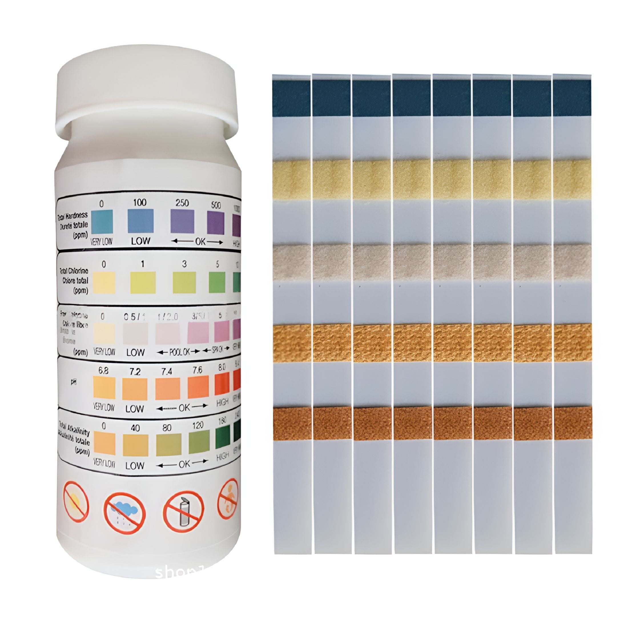 LAMIRO 50 Pieces Swimming Pool 5 in 1 Water Test Strips Multifunctional ...