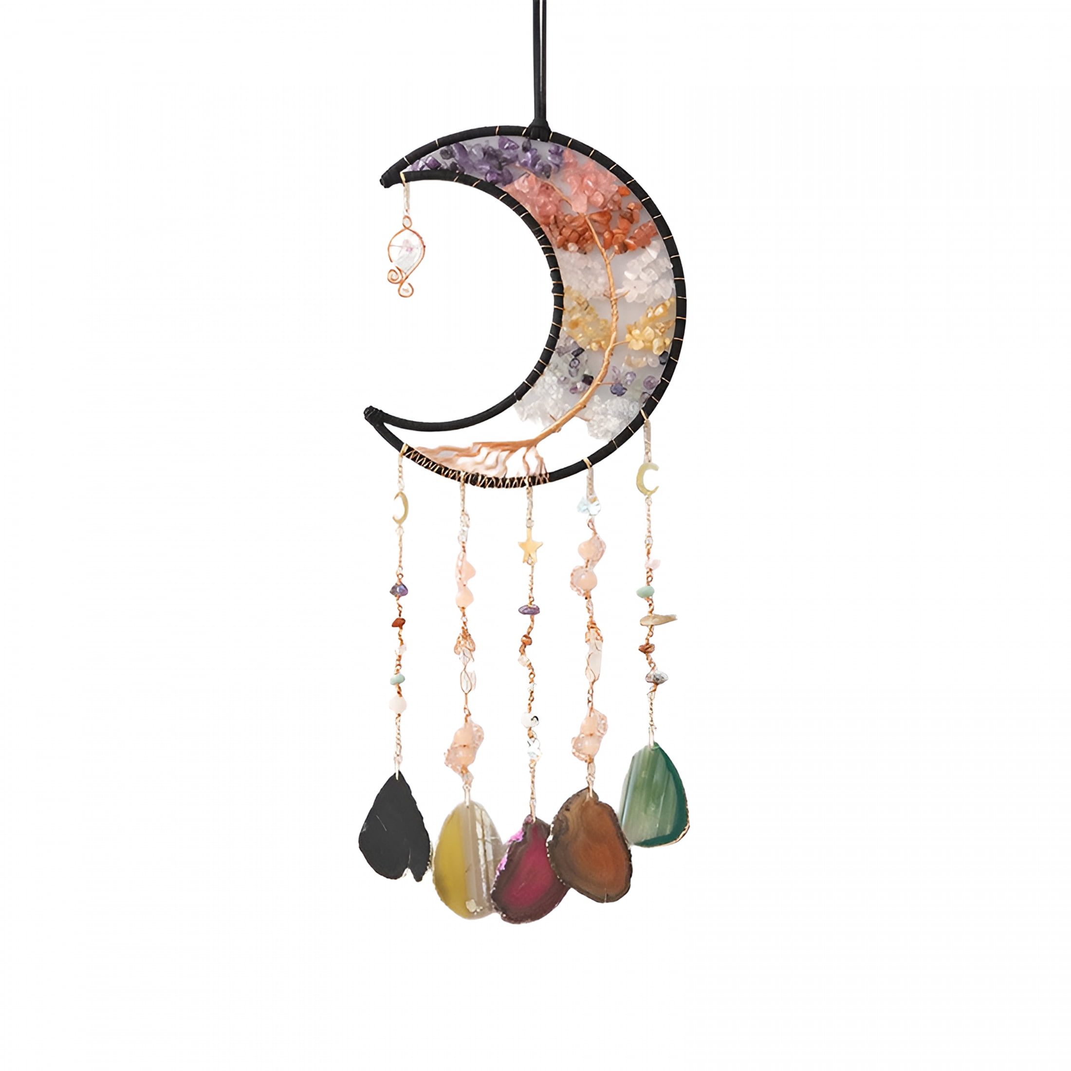 LAMIRO 7 Chakras Gemstones Dream Catchers Moon Dream Catchers Indoor ...