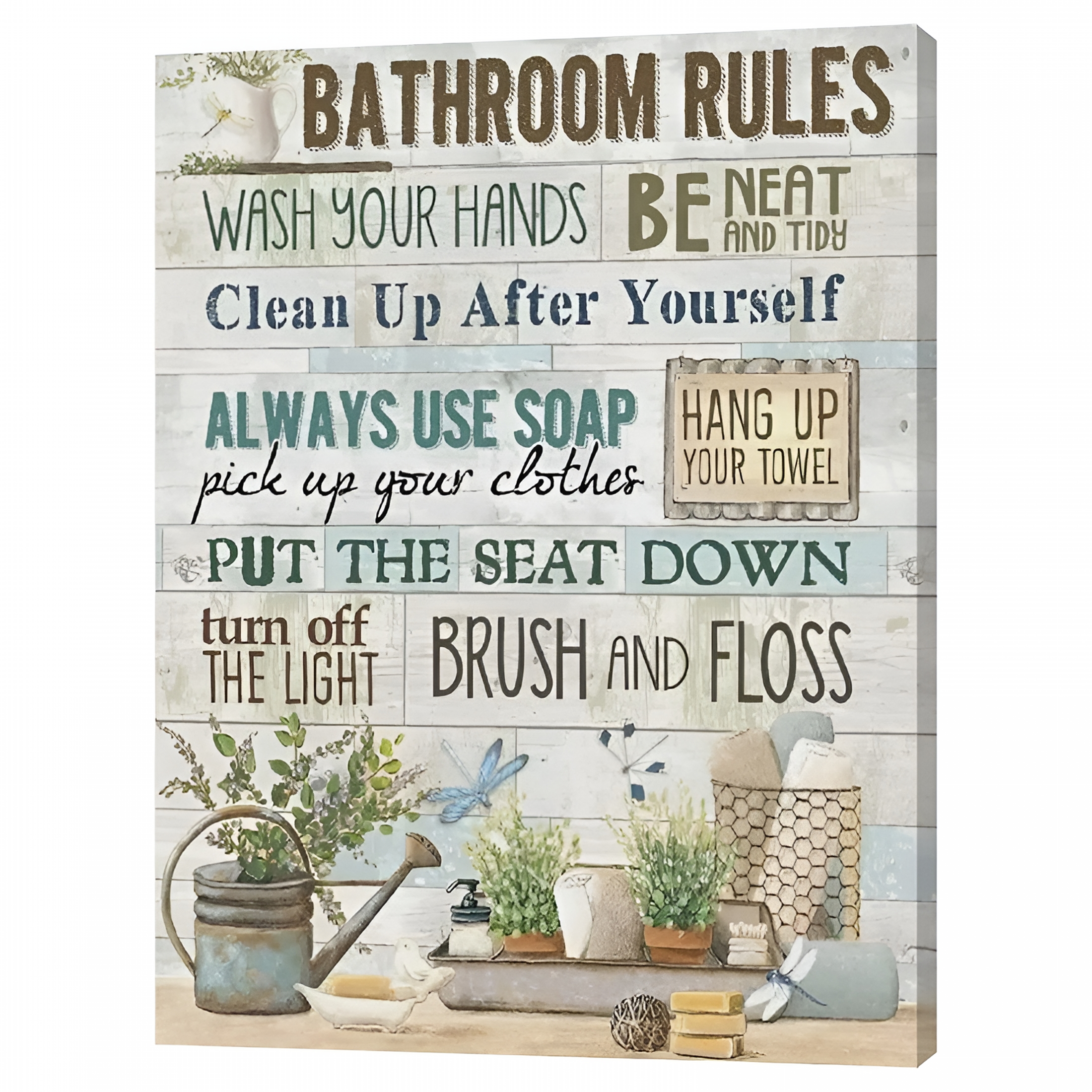 LAMIRO Bathroom Decor Wall Art, Bathroom Rules Wall Decor, Rustic ...