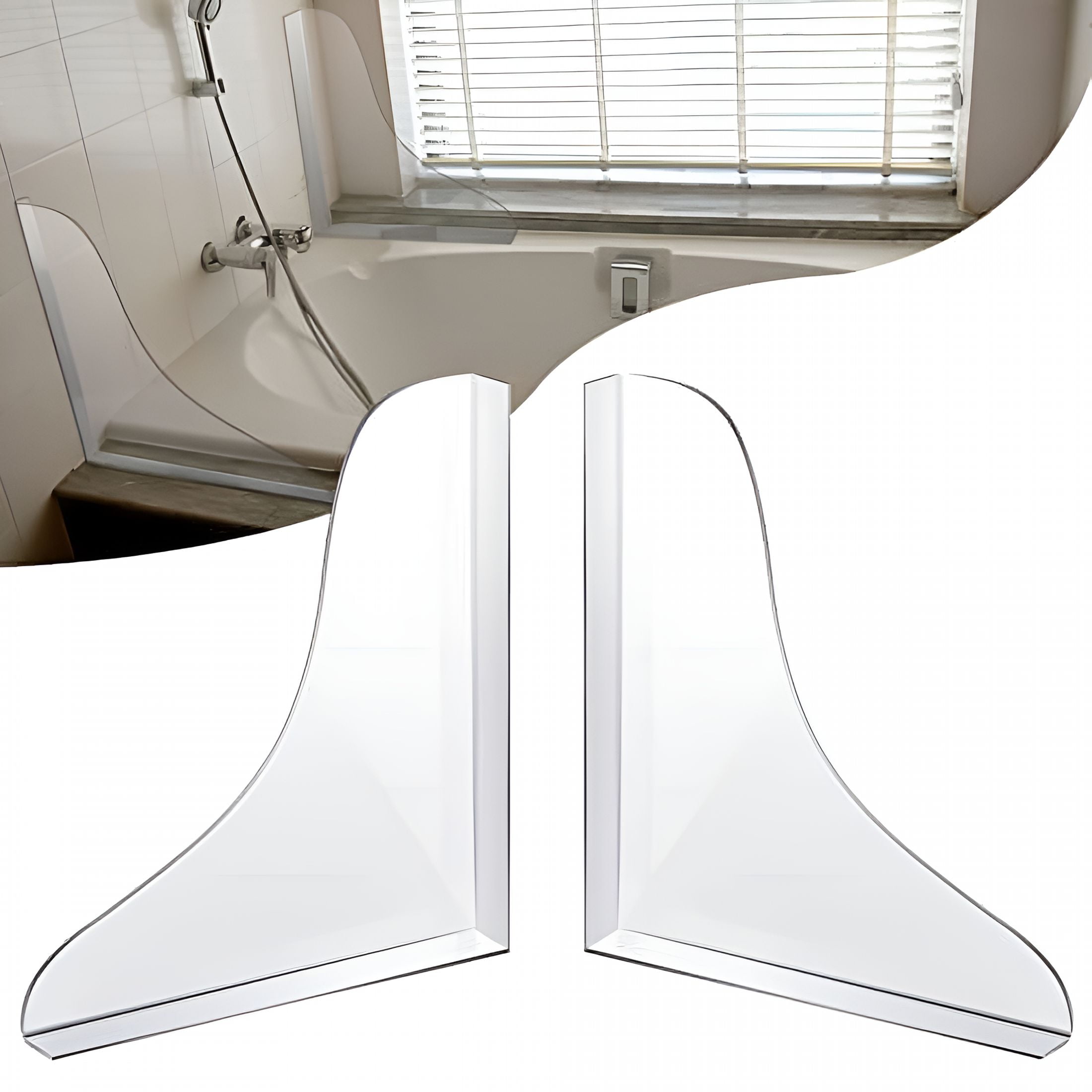 LAMIRO Bathtub Corner Splash Guard 2 Pieces Large Shower Guard ...