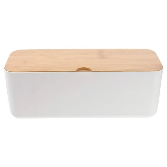 LAMIRO Cable Organizer Box White with Wooden Cover for Clean Cable ...