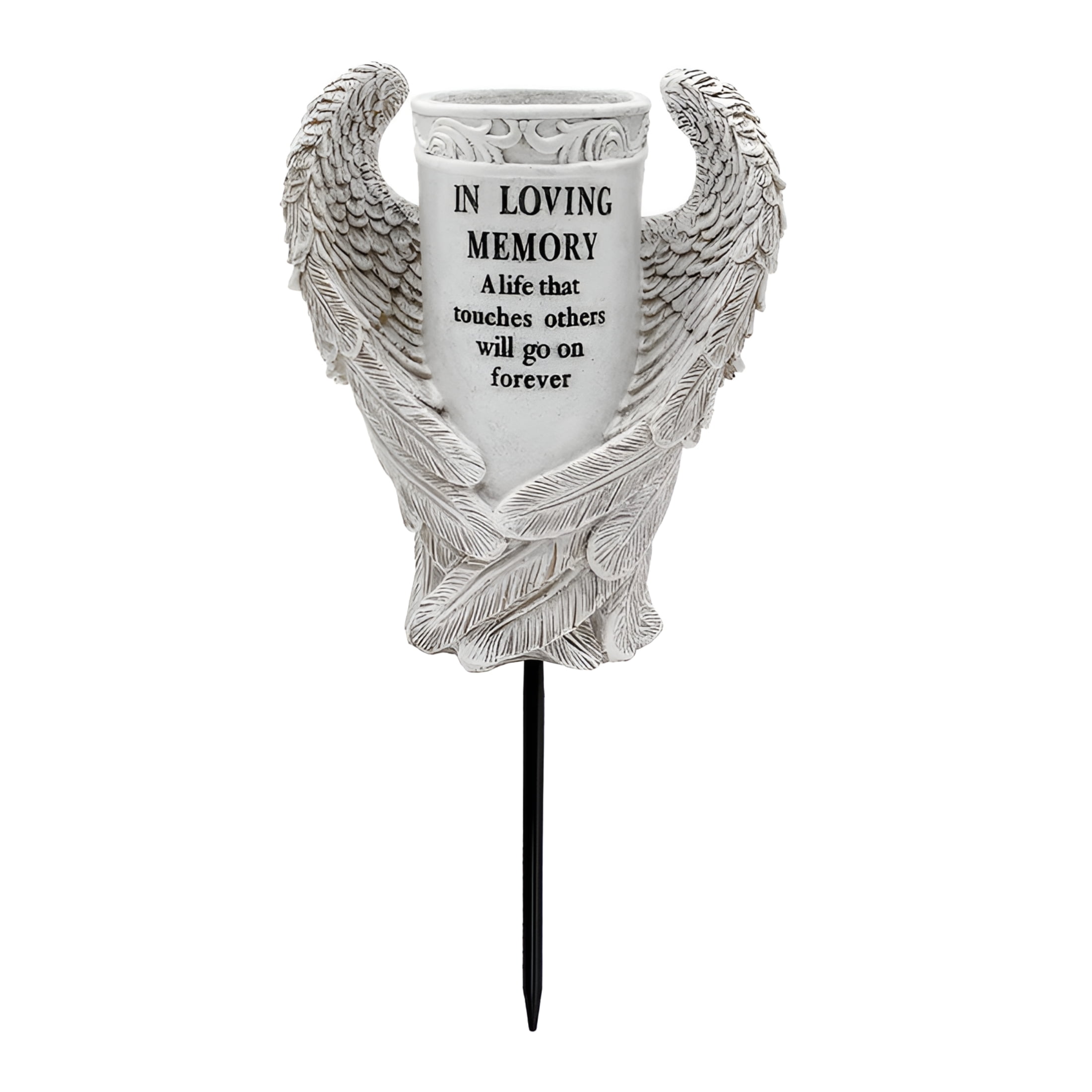 LAMIRO Cemetery Vase Angel Wing Memorial Vase with Spike and Drainage ...