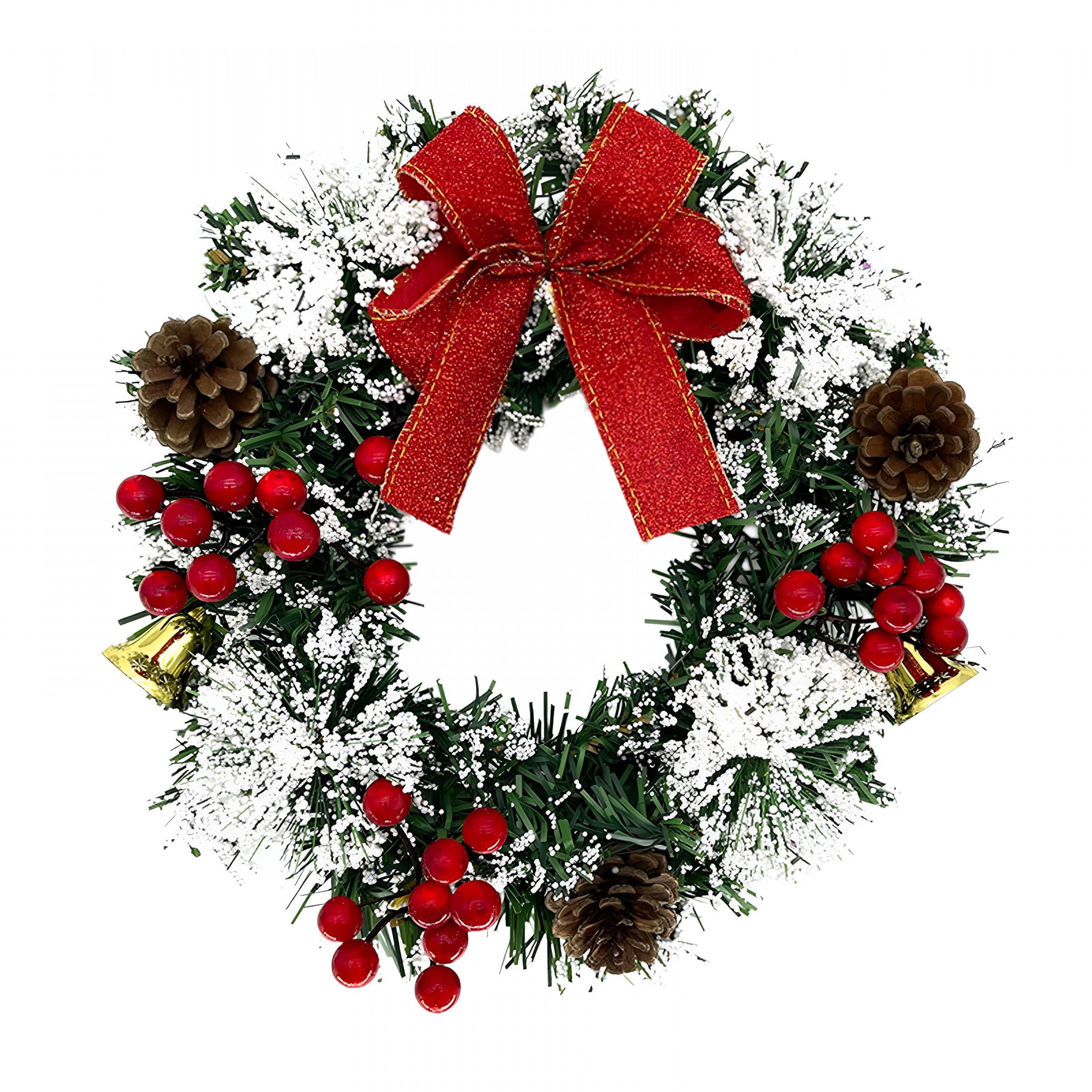 LAMIRO Christmas Wreath for Front Door,Xmas Wreath with Bow Knot ...