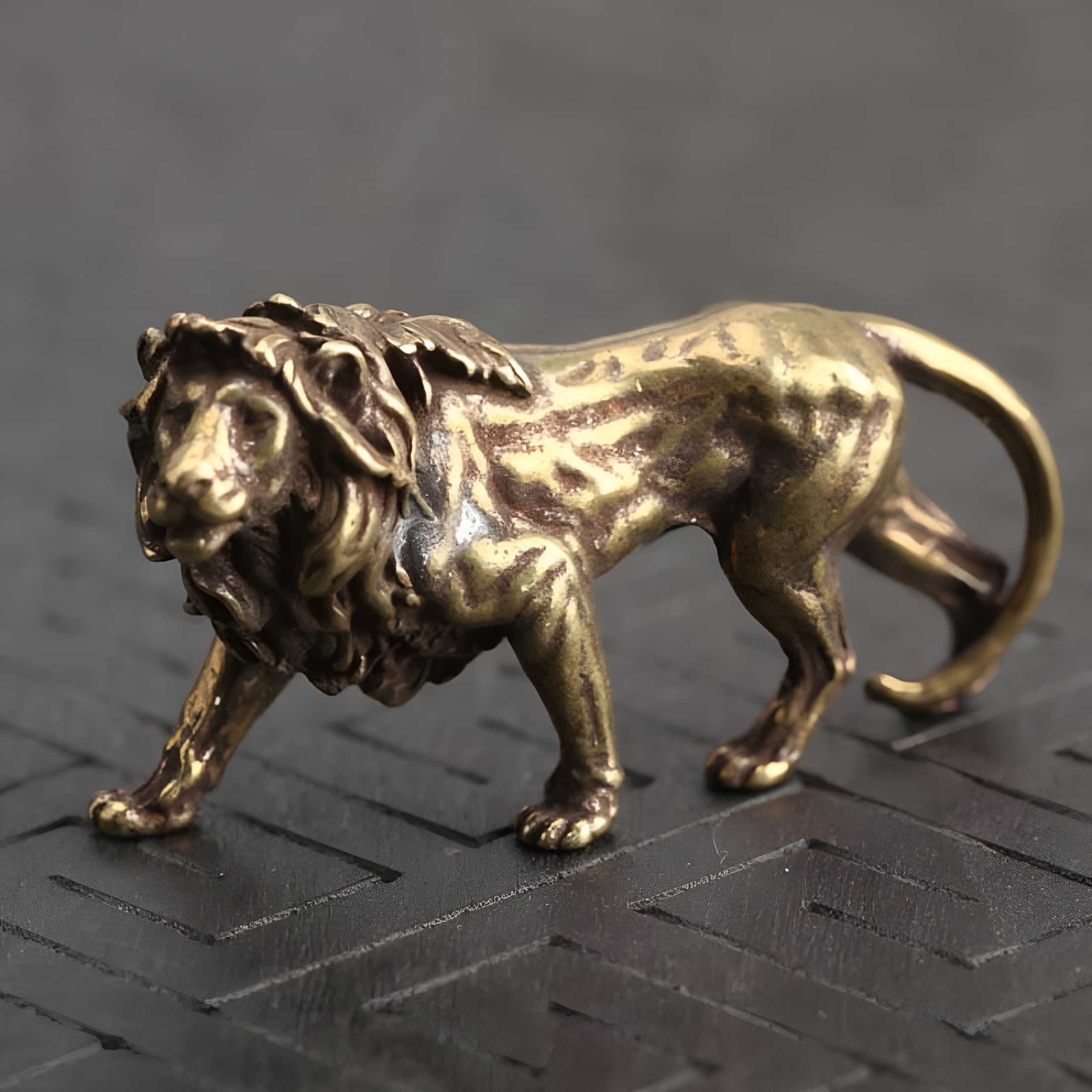 LAMIRO Copper Majestic Lion King Miniatures Figurines Vintage Craft ...