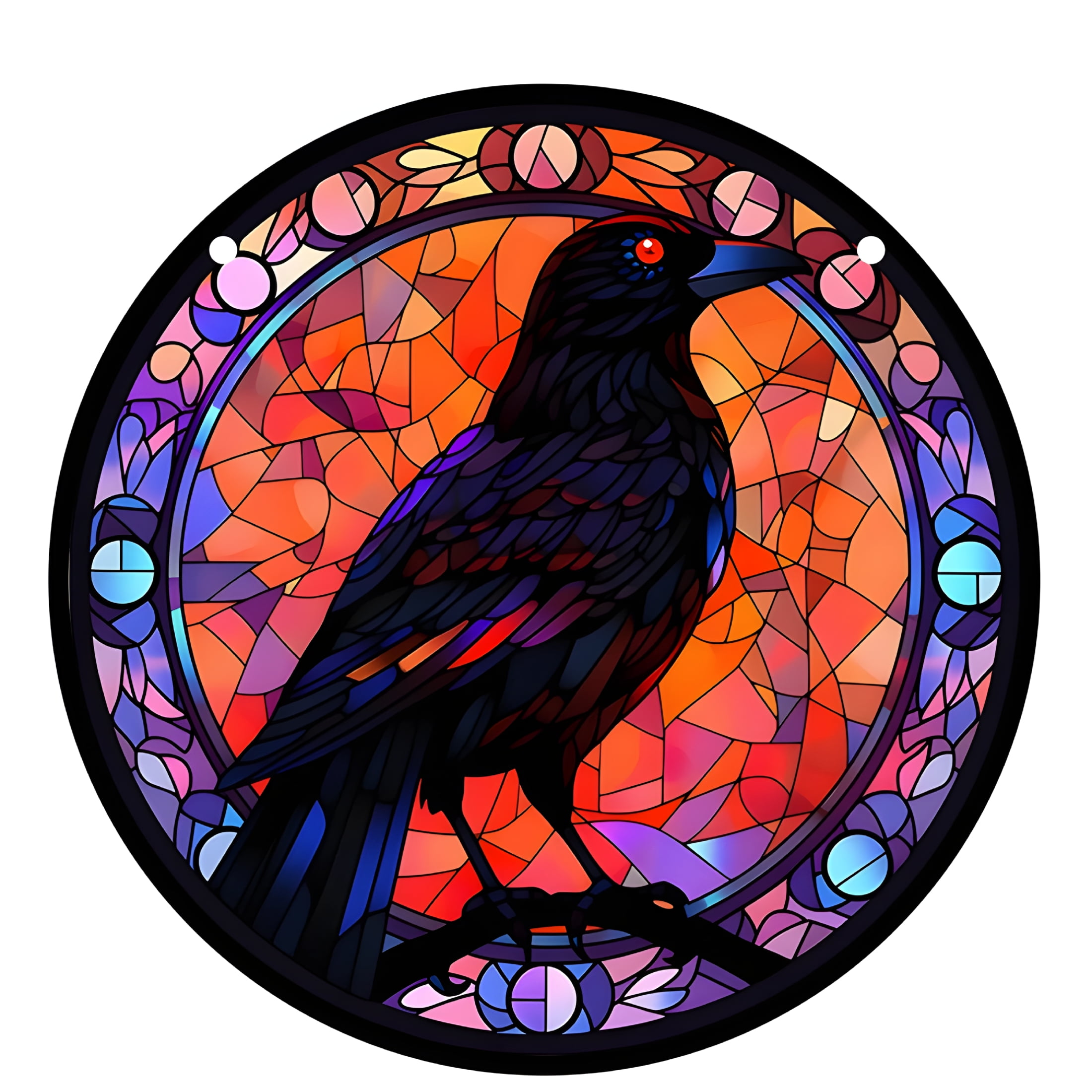 LAMIRO Crows Stained Acrylic Window Hanging - Crow Raven Wall Decor for ...