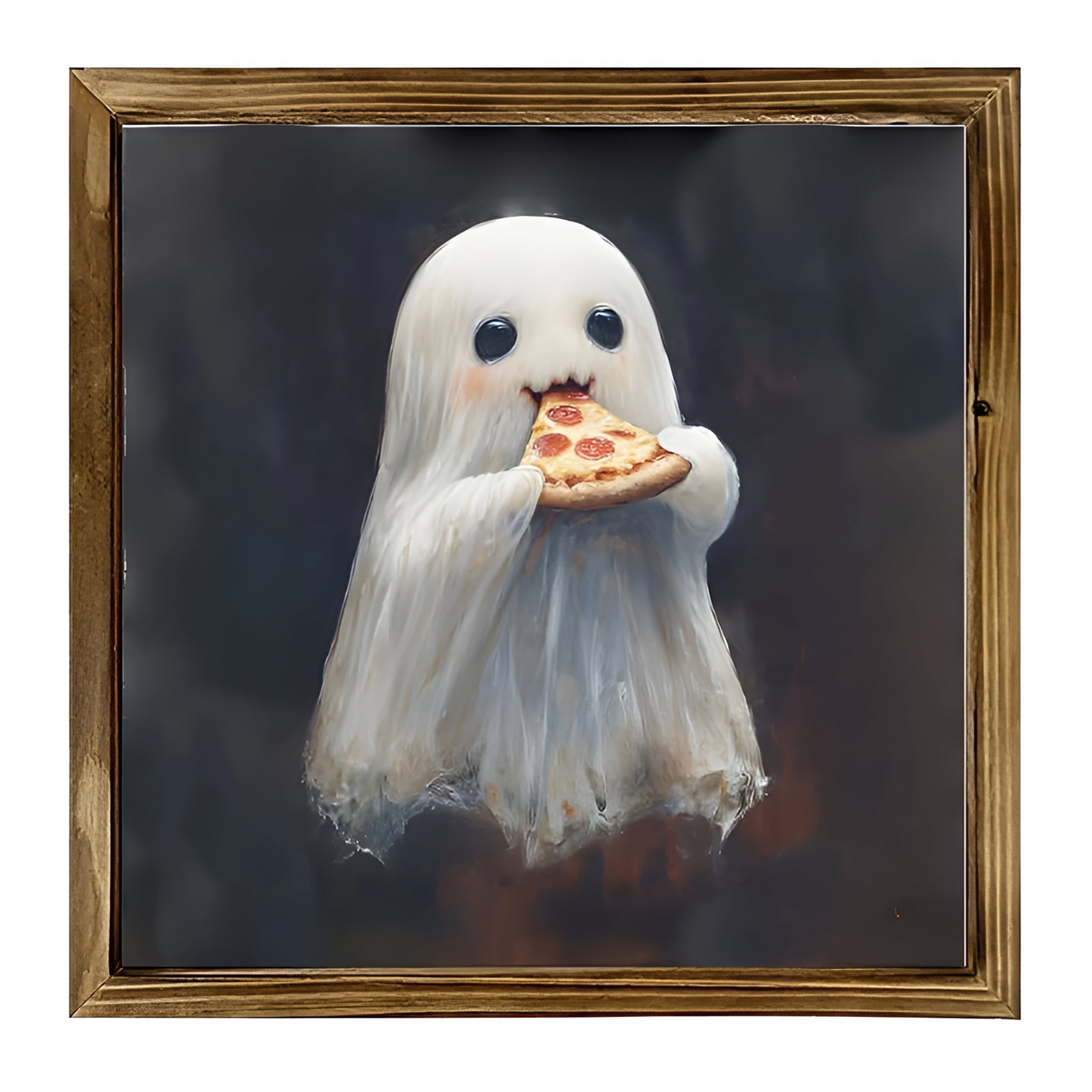 LAMIRO Cute Ghost Eating Pizza Wooden Wall Decor - Halloween ...