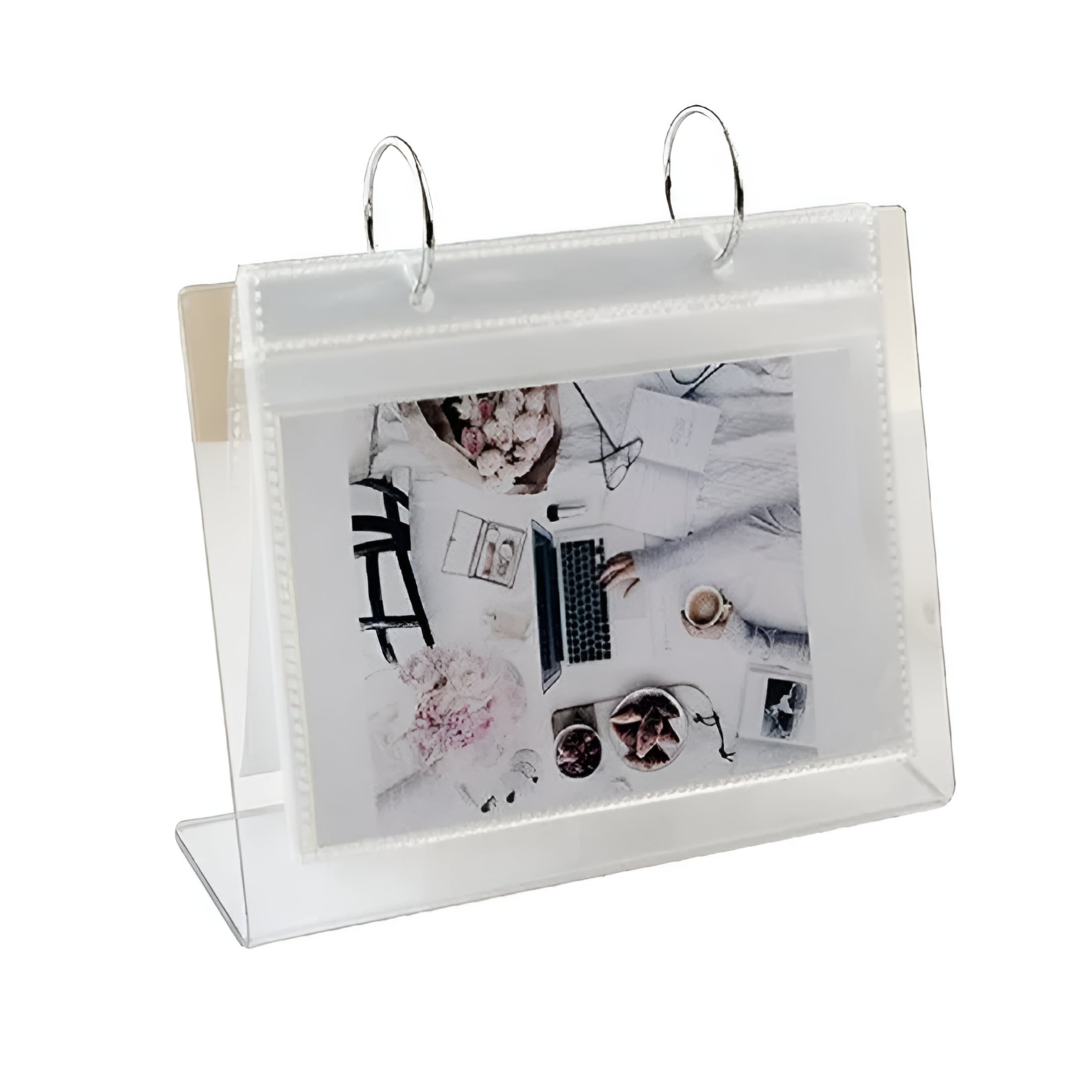LAMIRO Desktop Photo Album Binder Acrylic Tabletop Flip Photo Frame ...