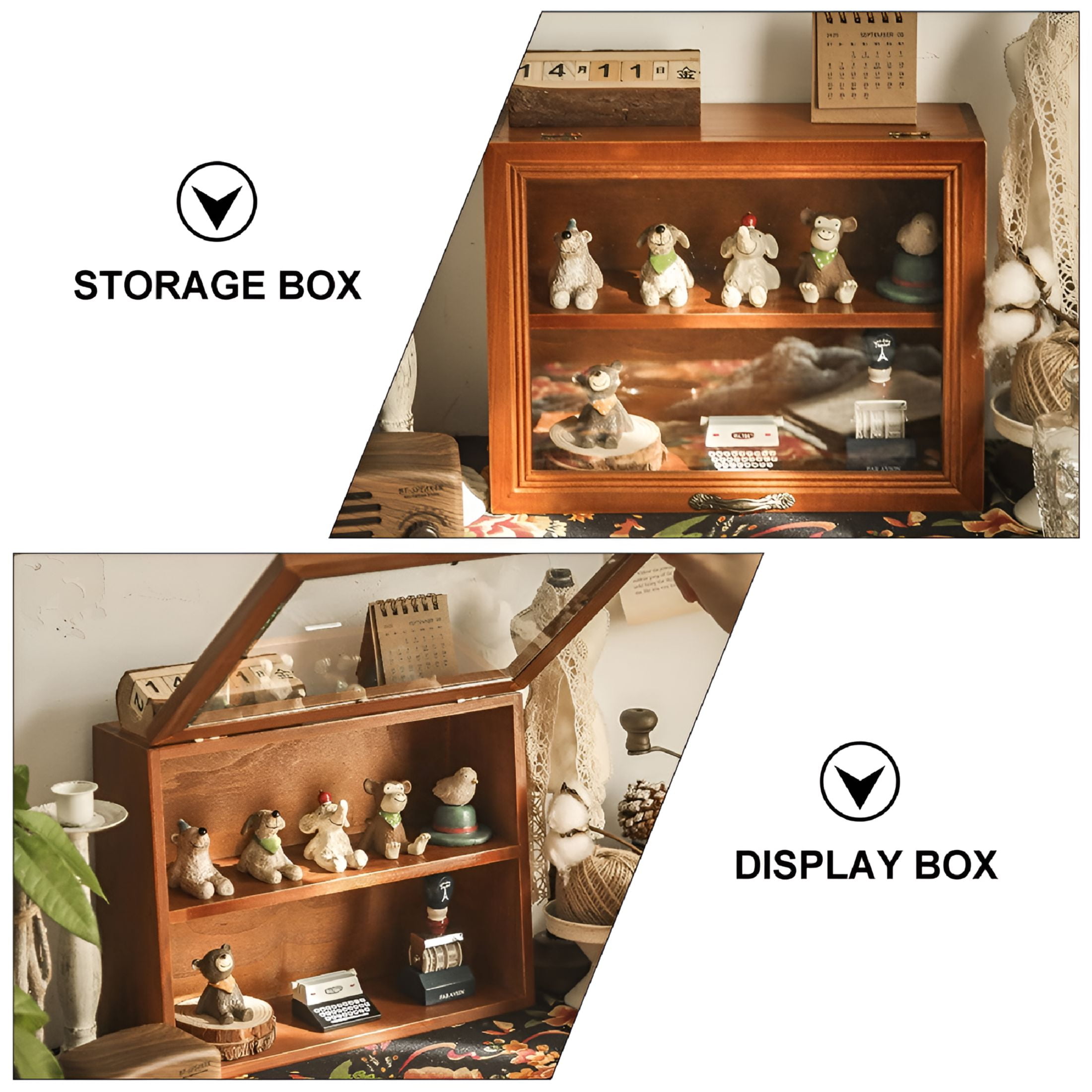 LAMIRO Display Shadow Box Cabinet Organizer Storage Wood Boxes Wall ...