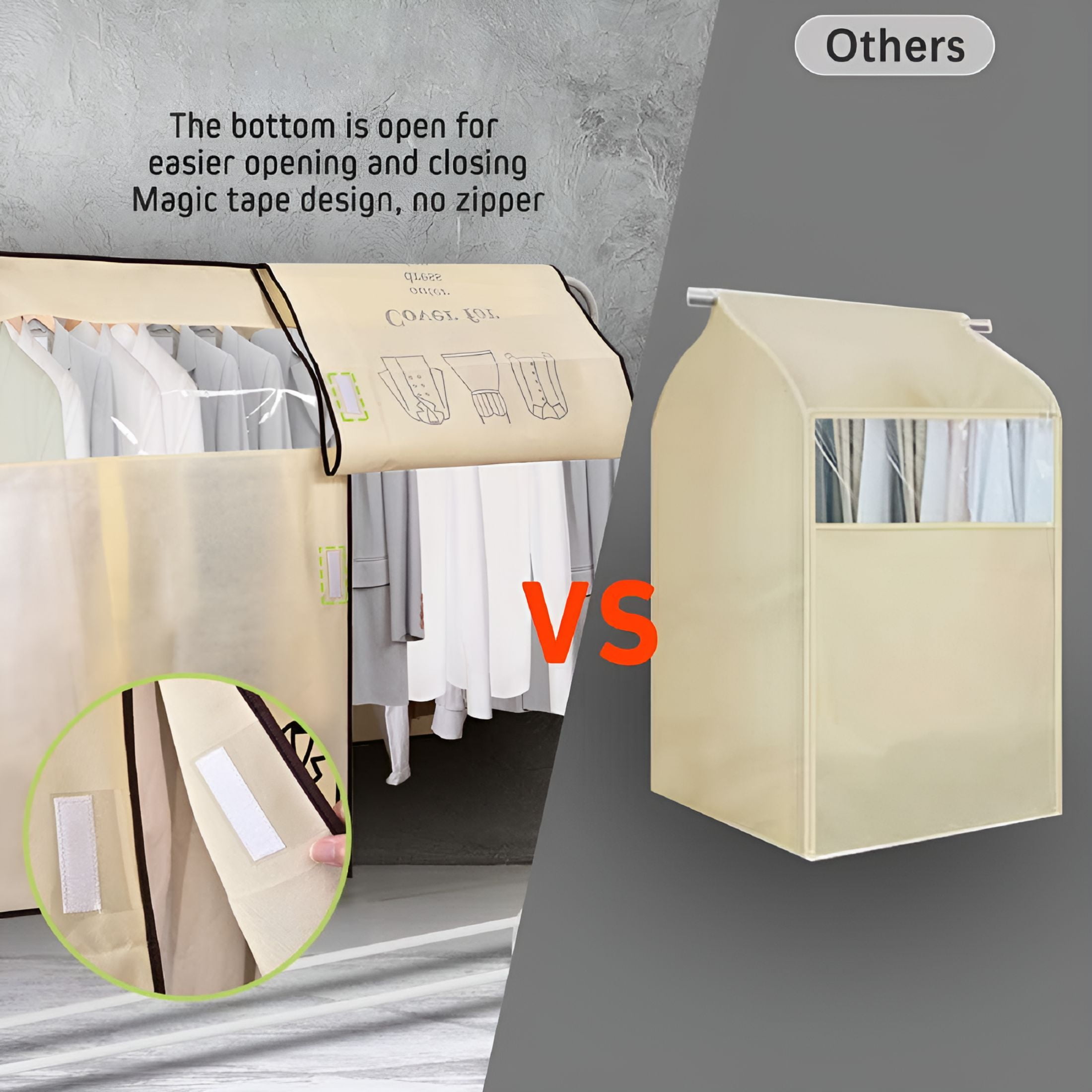 LAMIRO Dustproof Clothes Rack Cover Expandable Hanging Closet Cover ...