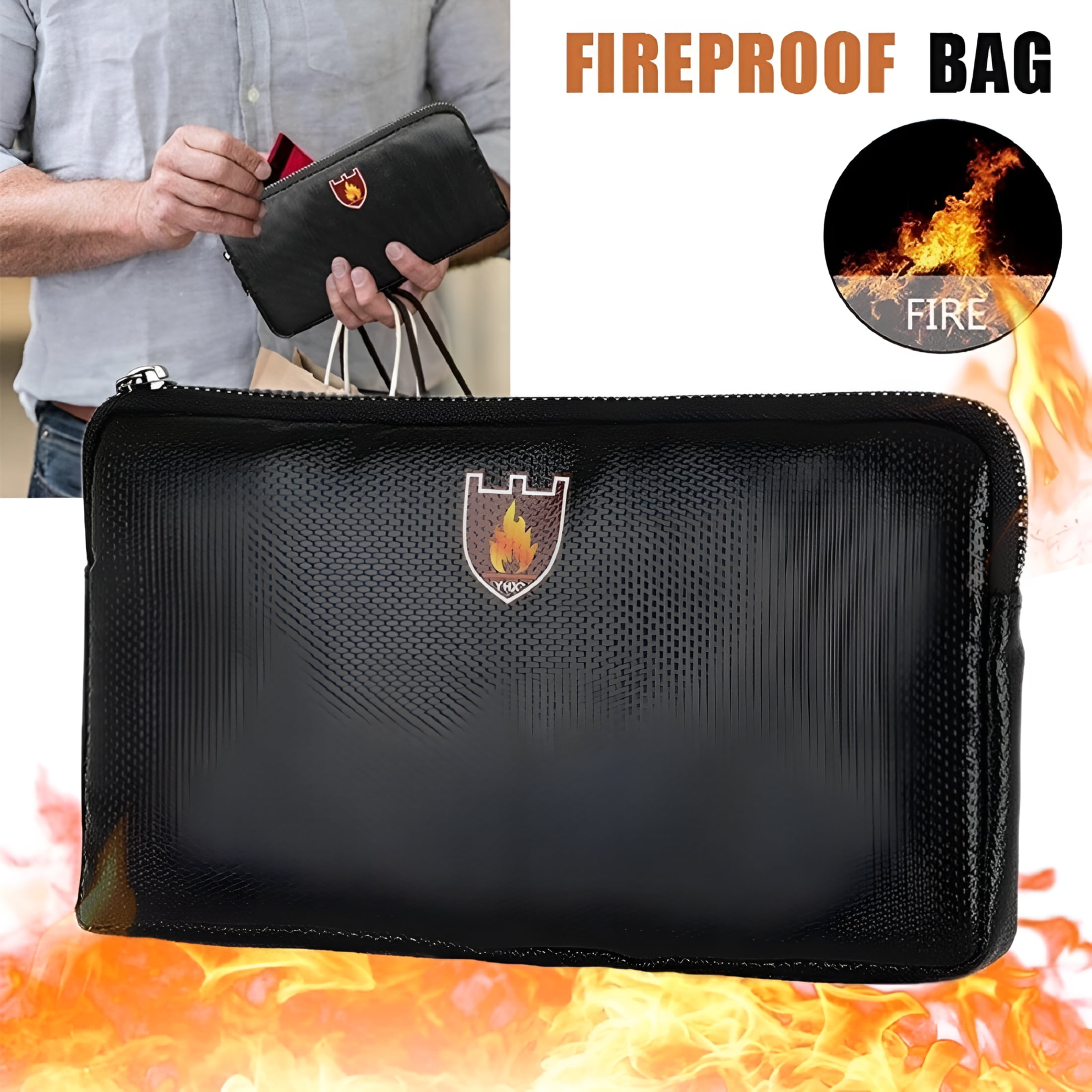 LAMIRO Fireproof Waterproof Document Bag File Money Safe Box Secret ...