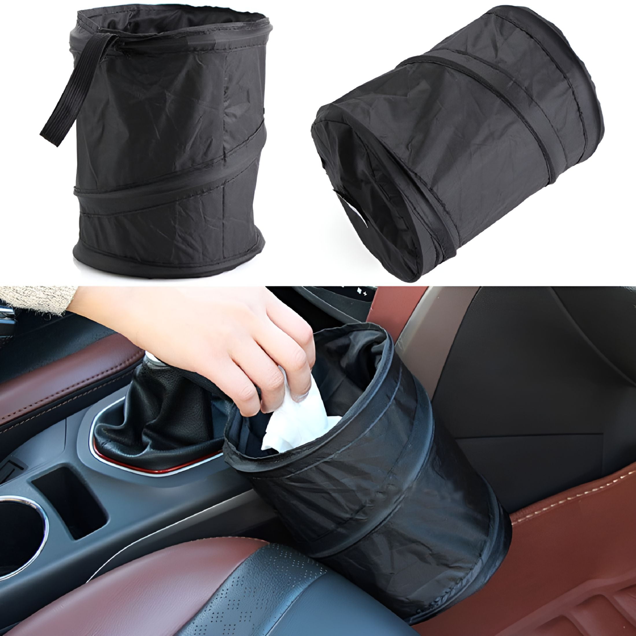 LAMIRO Folding Car Vehicle RV Trash Bag Wastebasket Can Litter ...