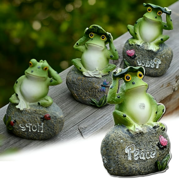 LAMIRO Frog Garden Statues - Frog Sitting on Stone Garden Figurines ...
