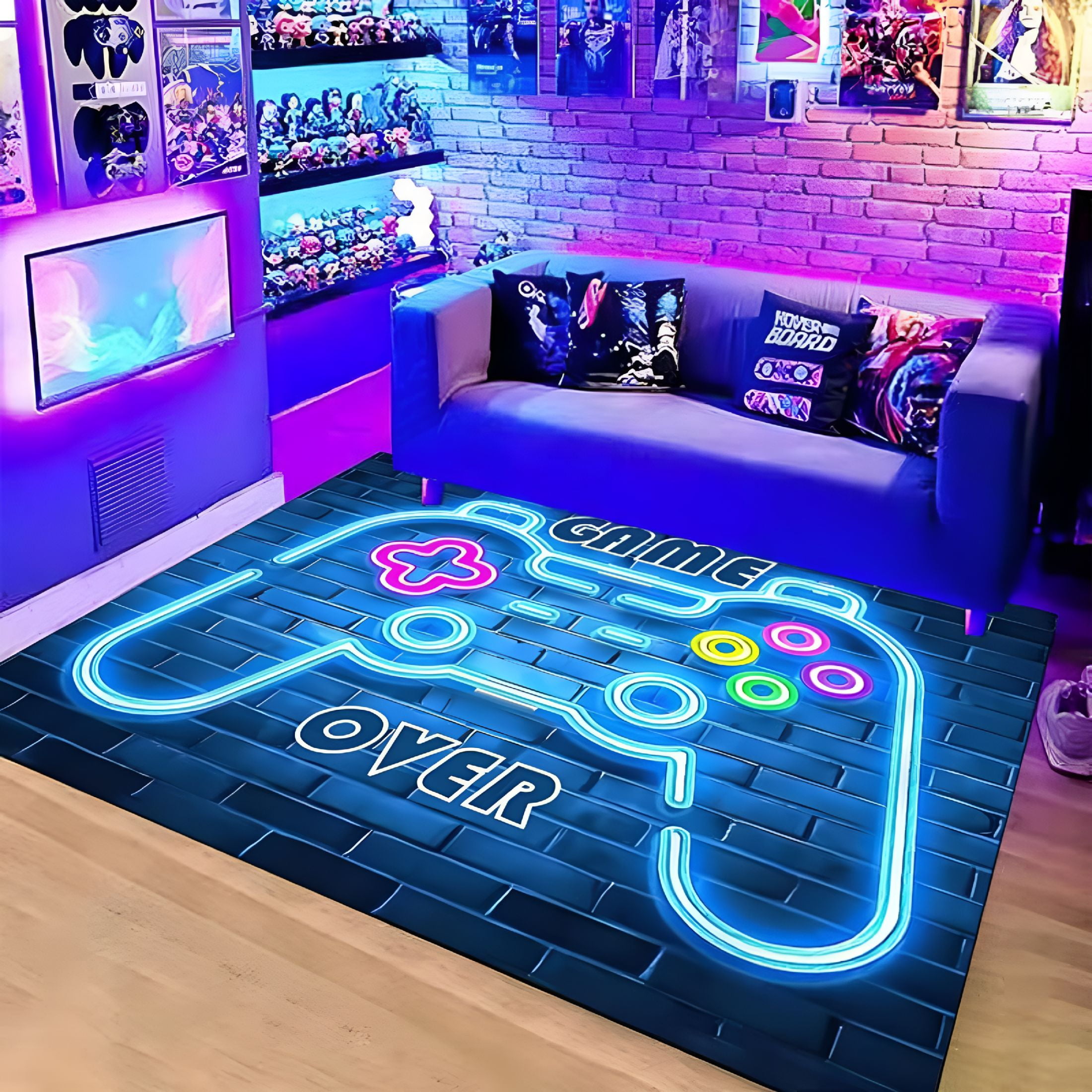LAMIRO Gaming Rug for Kids Boy Bedroom Gamer Area Carpet 3D Neon Game ...