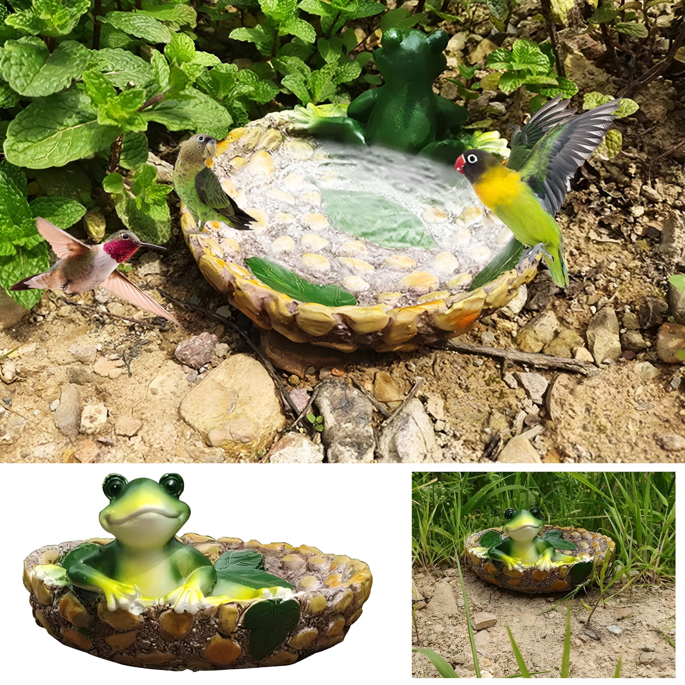 LAMIRO Garden Decor, Bird Baths for Outdoors, Leaf Water Bath with ...