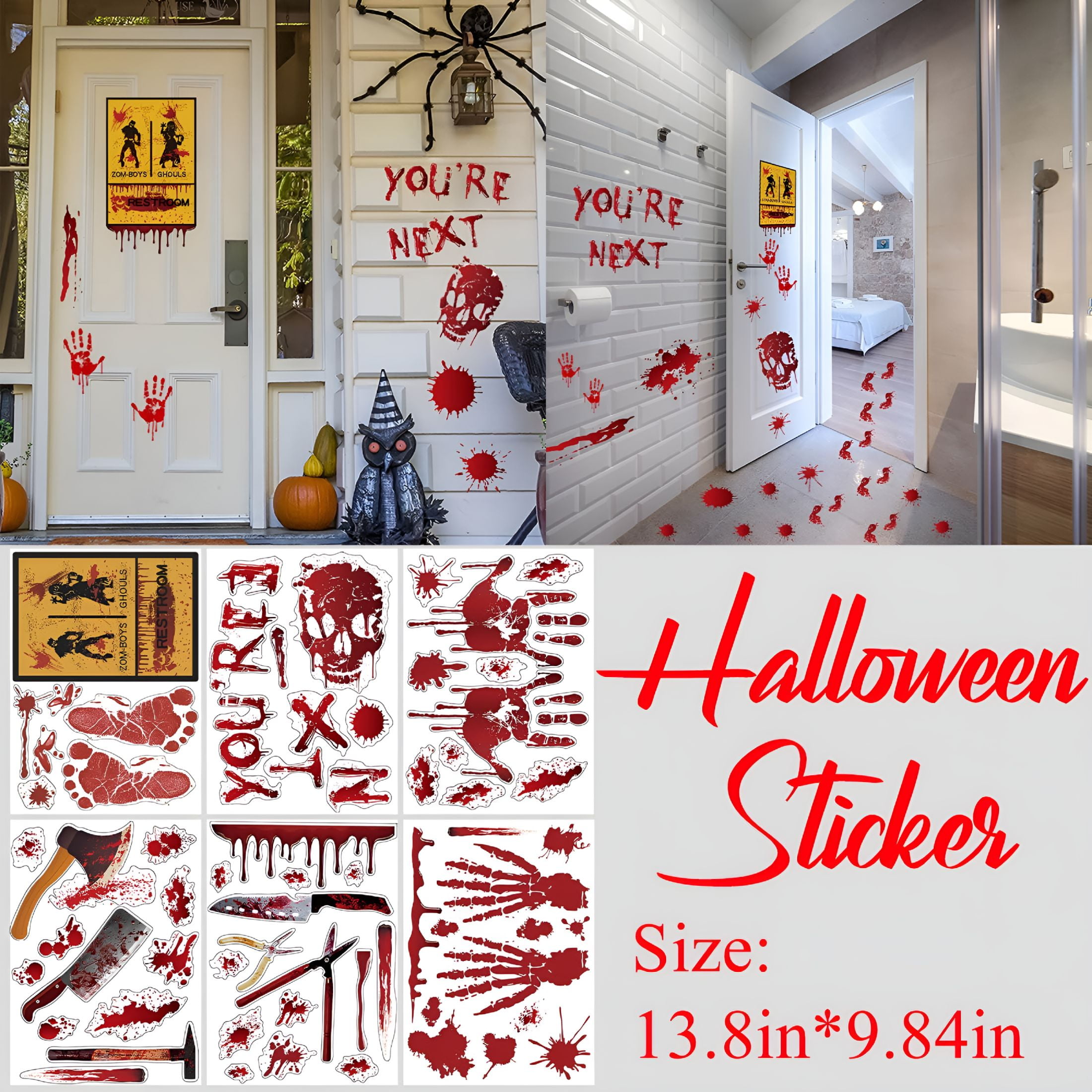 LAMIRO Halloween Decorations Bloody Handprint Window Clings for ...