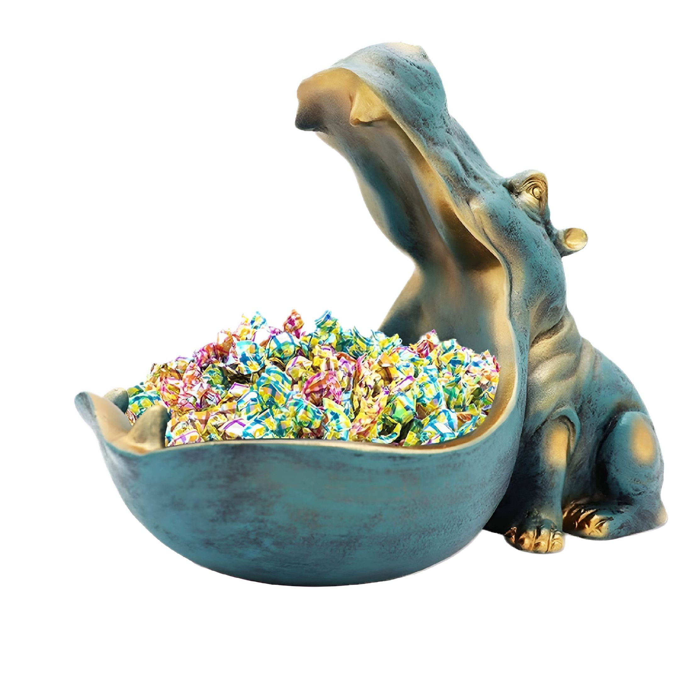 LAMIRO Hippo Statue Home Resin Hippopotamus Figurine Fun Candy Dish Key ...