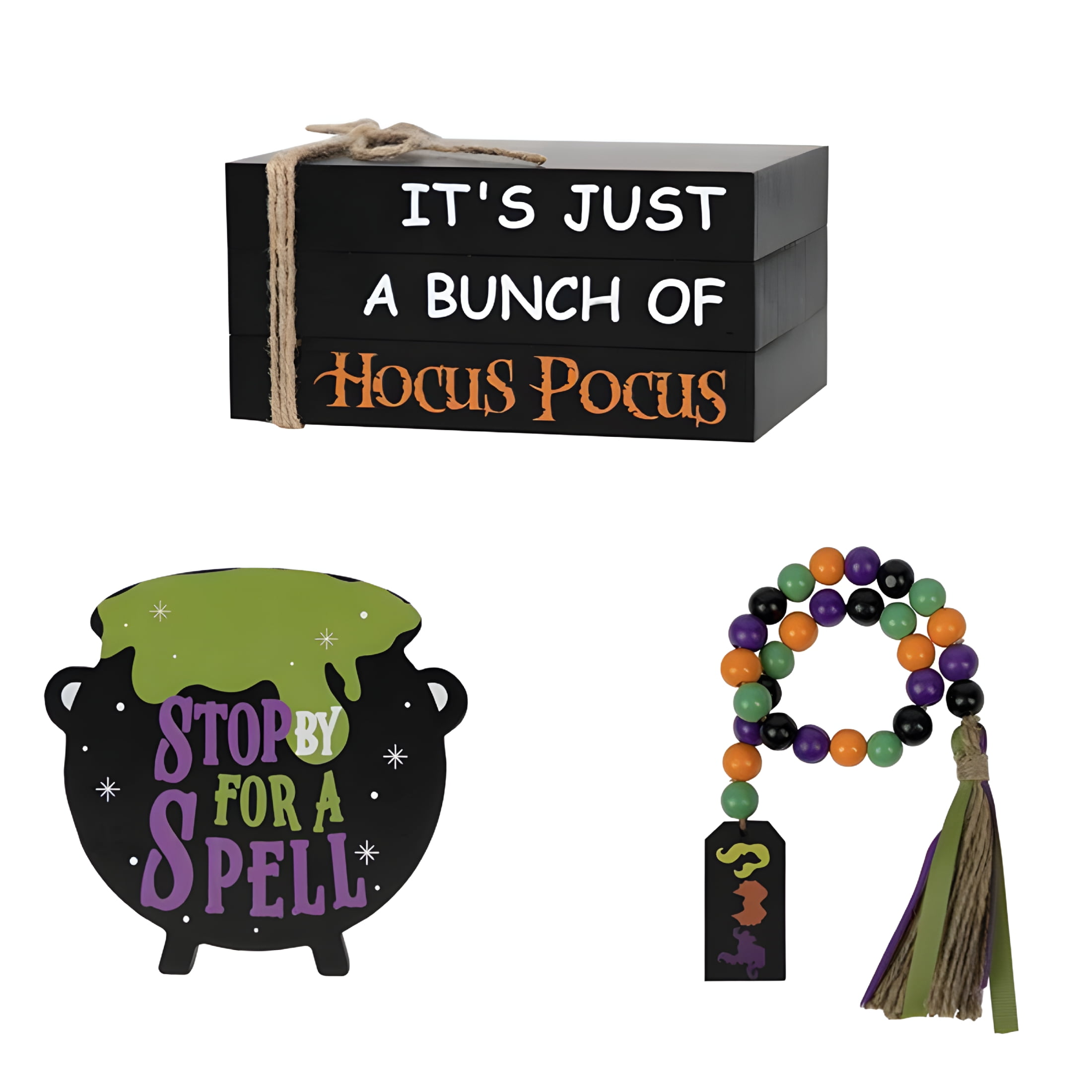 LAMIRO Hocus Pocus Halloween Decorations, 1 Set of Halloween Faux Book ...
