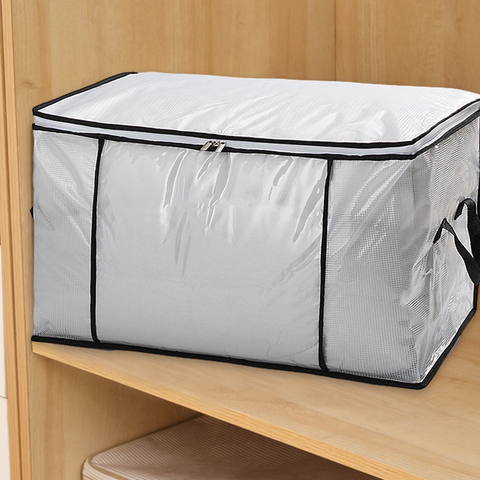 LAMIRO Large Capacity Clear Zippered Storage Bags With Handles & Two ...