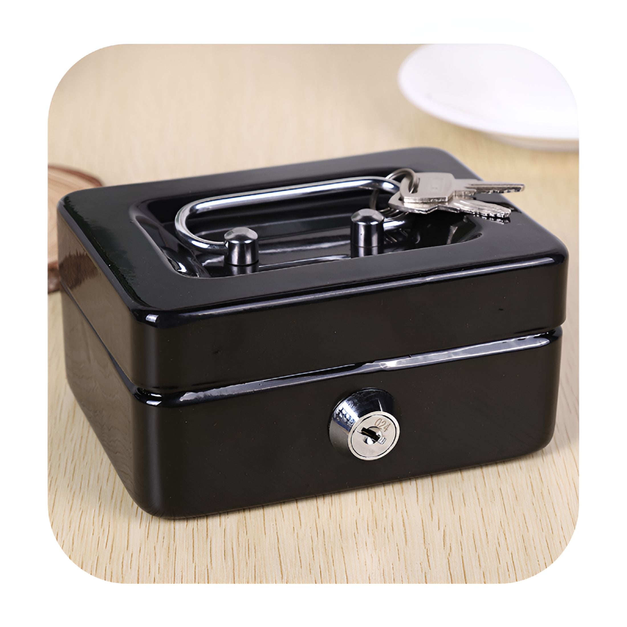 LAMIRO Mini Cash Box with Security Lock And Two Keys,Compact Shock ...
