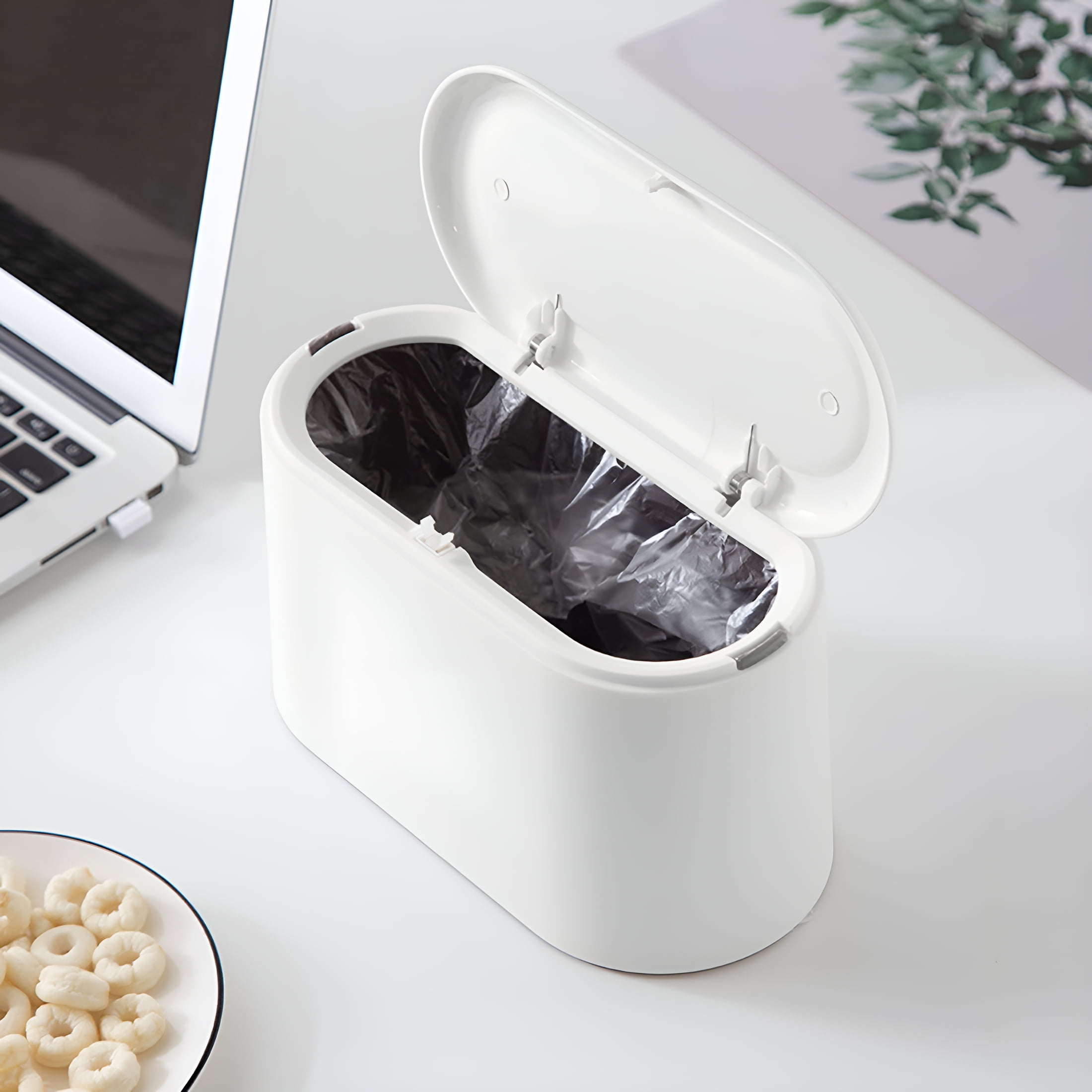 LAMIRO Mini Trash Can With Lid - Removable Small Garbage Can,Plastic ...