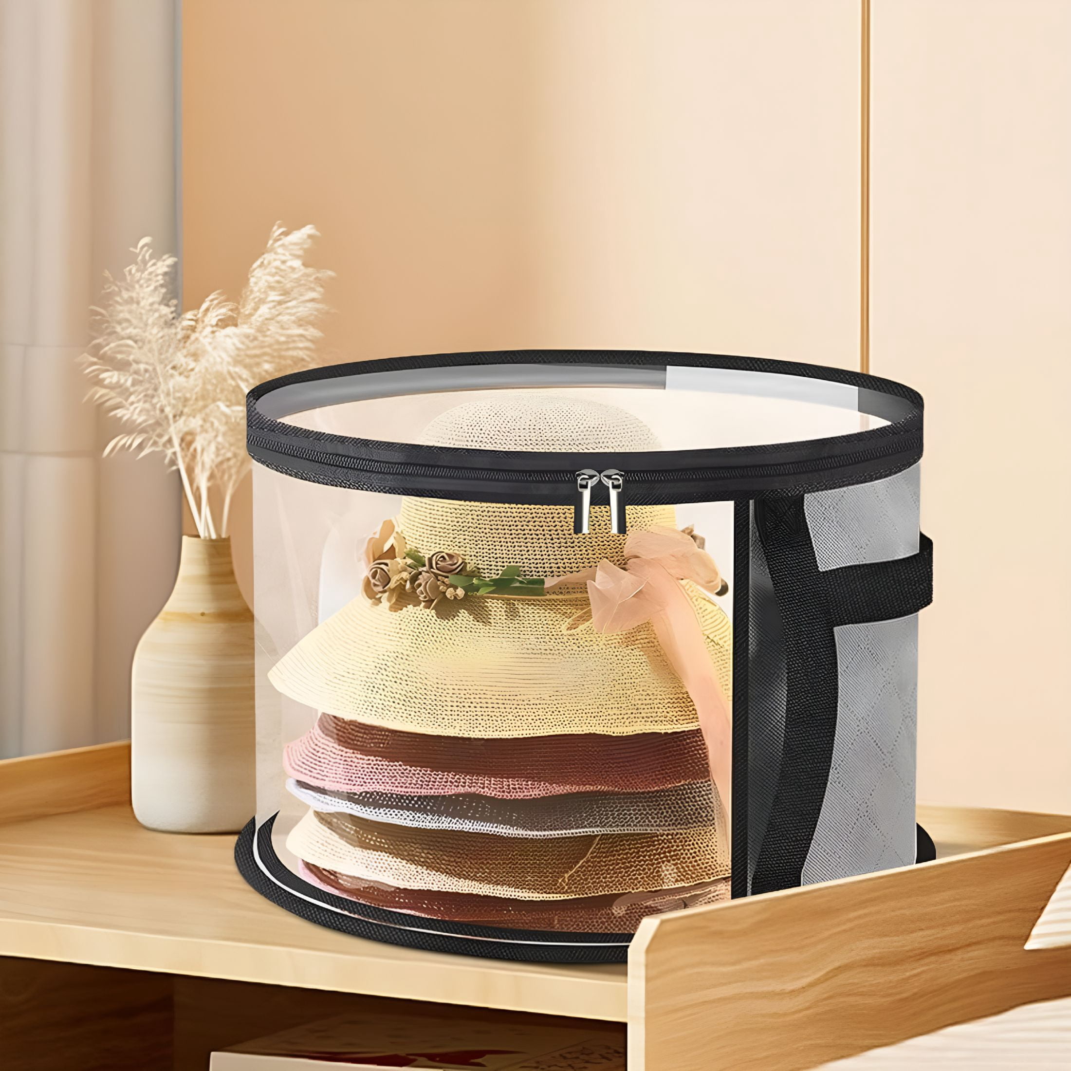 LAMIRO Oversized Clear Hat Box Storage Bag for Women 2025 Upgrade Holds ...