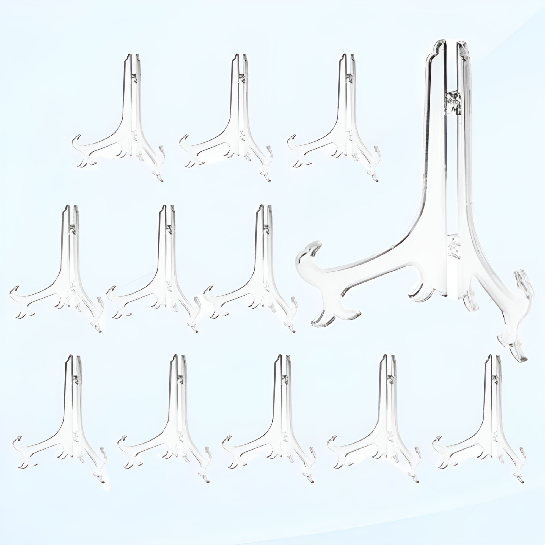 LAMIRO Pack of 12 Clear Plastic Easels Plate Stands to Display Plates ...