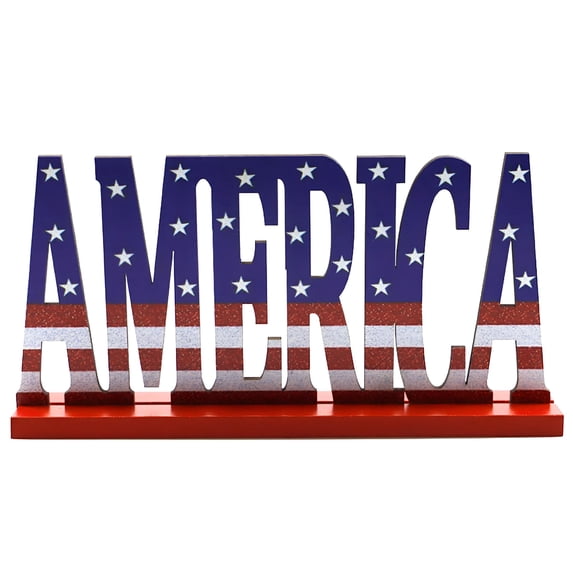 LAMIRO Patriotic Table Wooden Sign Memorial Day Table Decor Wooden ...
