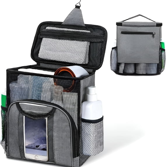 LAMIRO Portable Shower Caddy for College Dorm Gym,Foldable Hanging Mesh ...