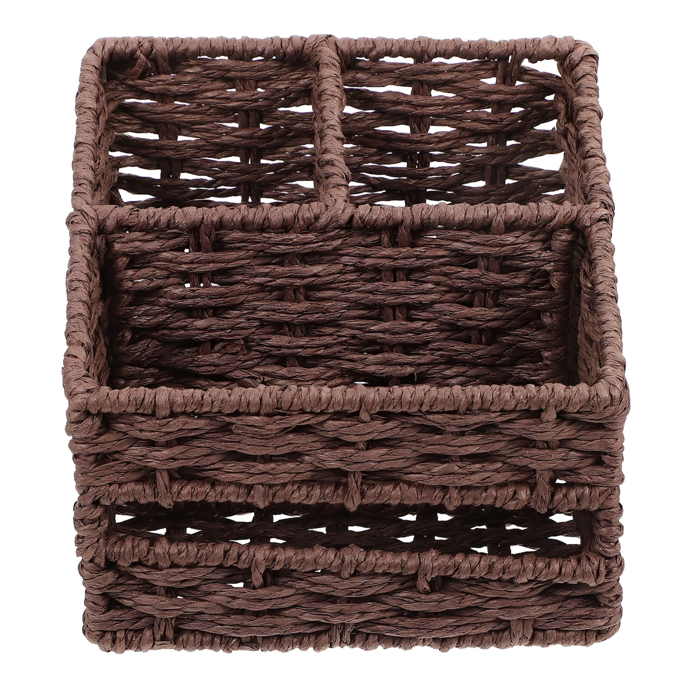 LAMIRO Remote Control Holder Woven Storage Baskets Wicker Desktop Weave ...