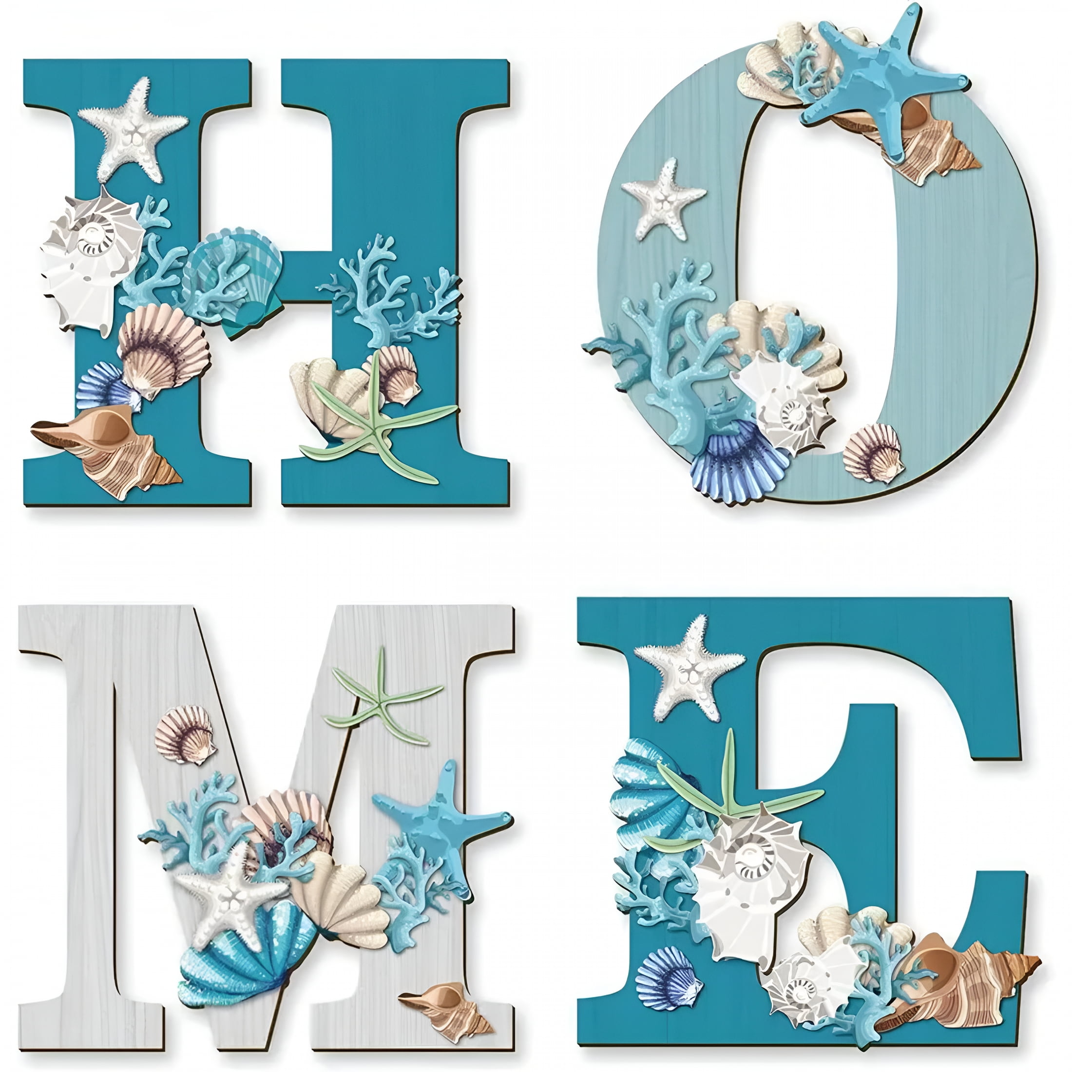 LAMIRO Room Decor Wood Home Sign Coastals Blue Starfish Beach Theme ...