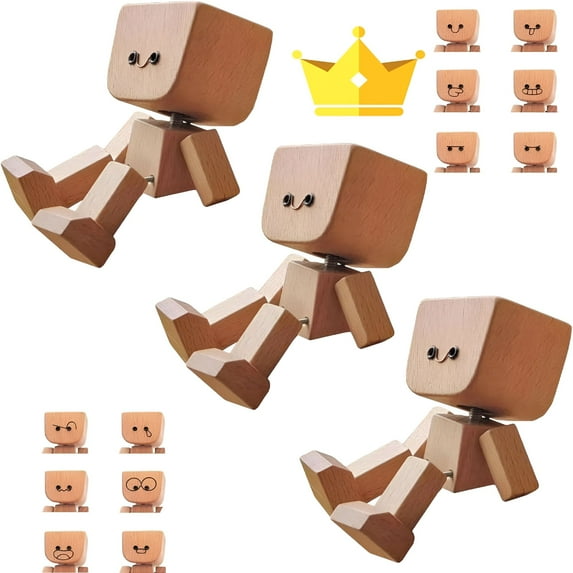 LAMIRO Shaking Wooden Man Figurine,Handmade Shaking Feet Wooden Car ...